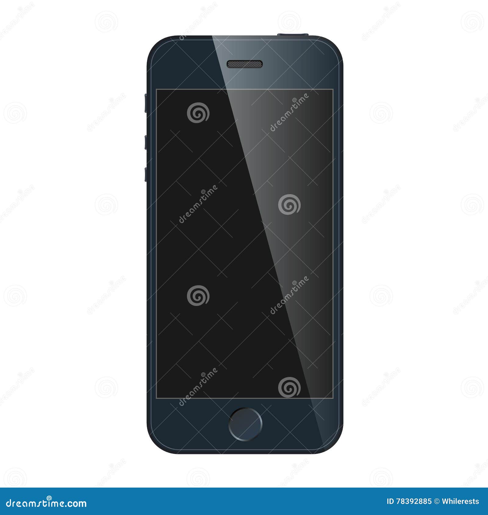 Realistic Blue Mobile Phone with Blank Screen Isolated on White ...