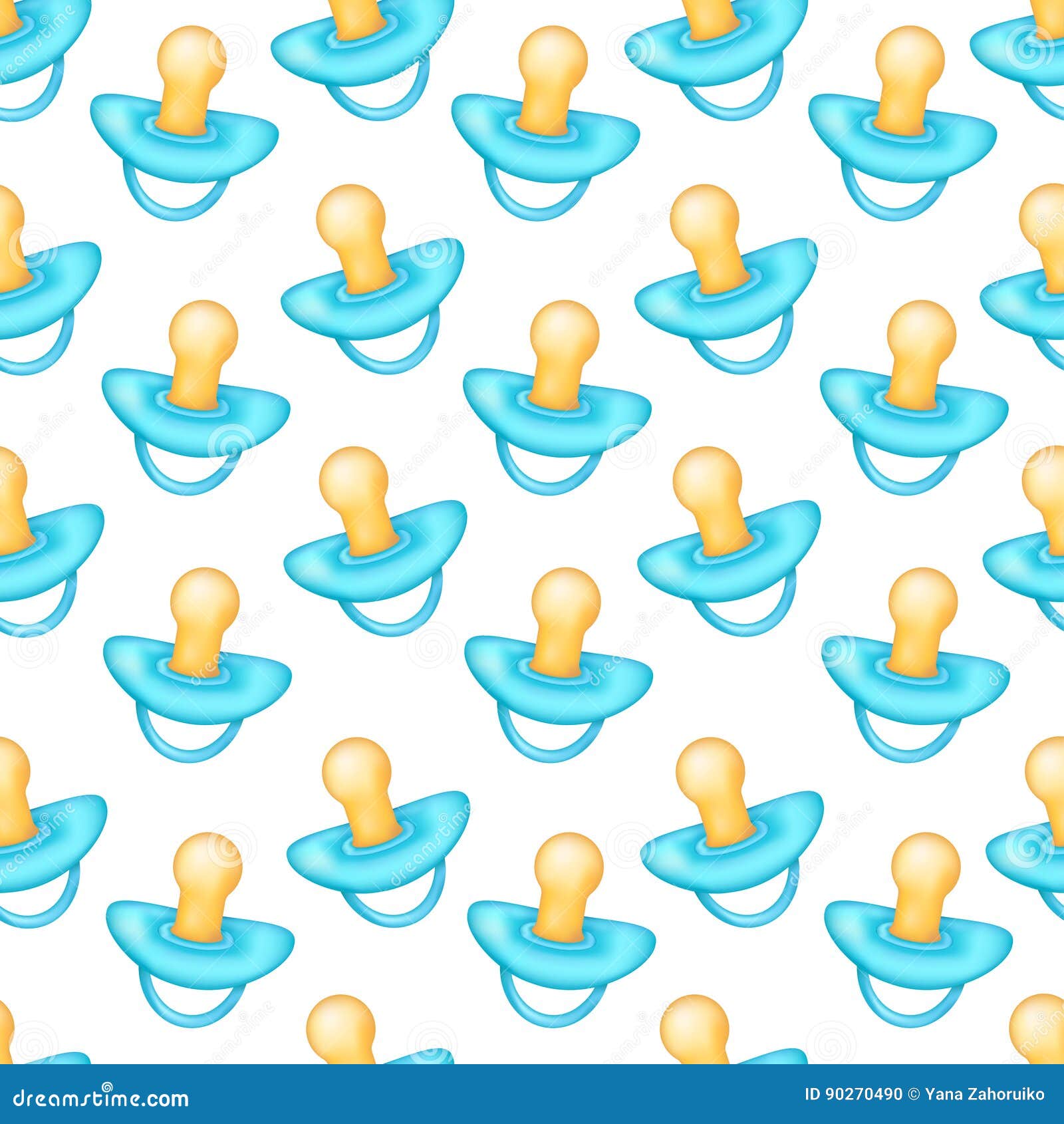 Realistic Blue Pacifiers Seamless Pattern, Stock Vector - Illustration ...