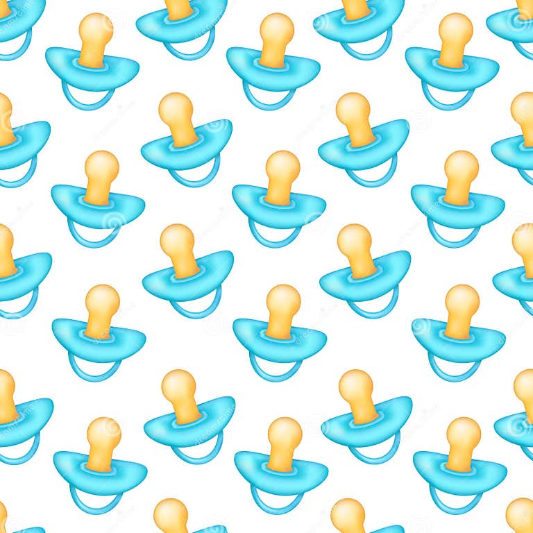 Realistic Blue Pacifiers Seamless Pattern, Stock Vector - Illustration ...