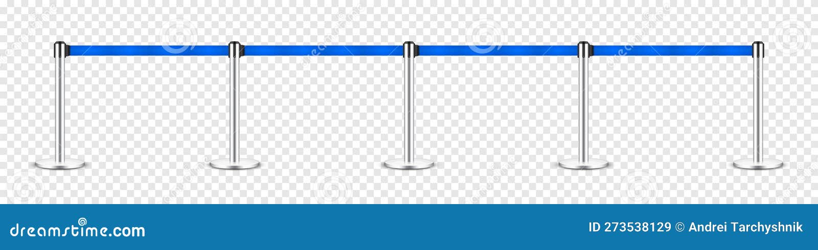 Realistic Blue Retractable Belt Stanchion. Crowd Control Barrier Posts ...