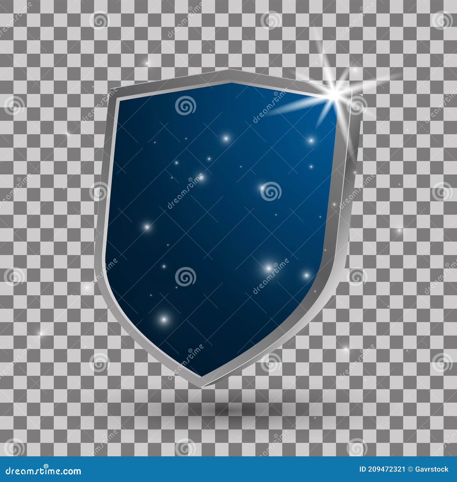 Realistic Blue Shield with Glitter on a Transparent Background ...
