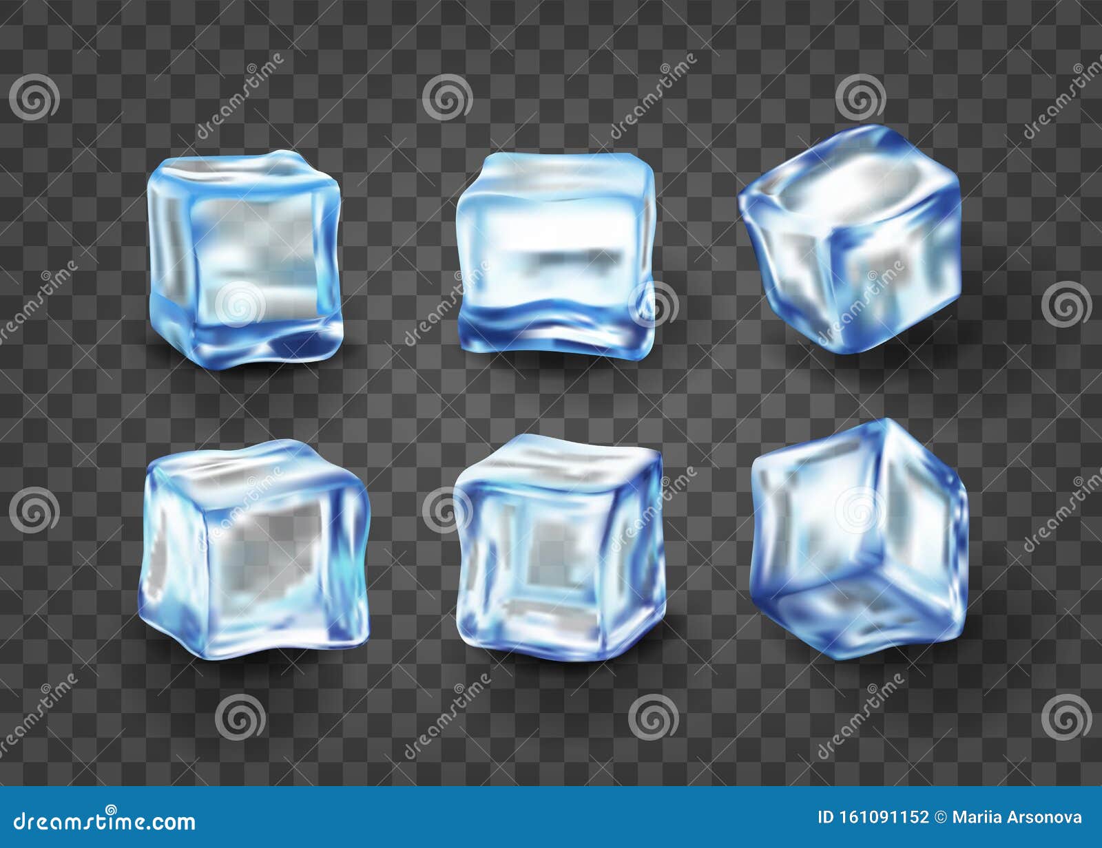 Realistic Blue Solid Ice Cubes on Transparent Background.3d,crystal Ice ...