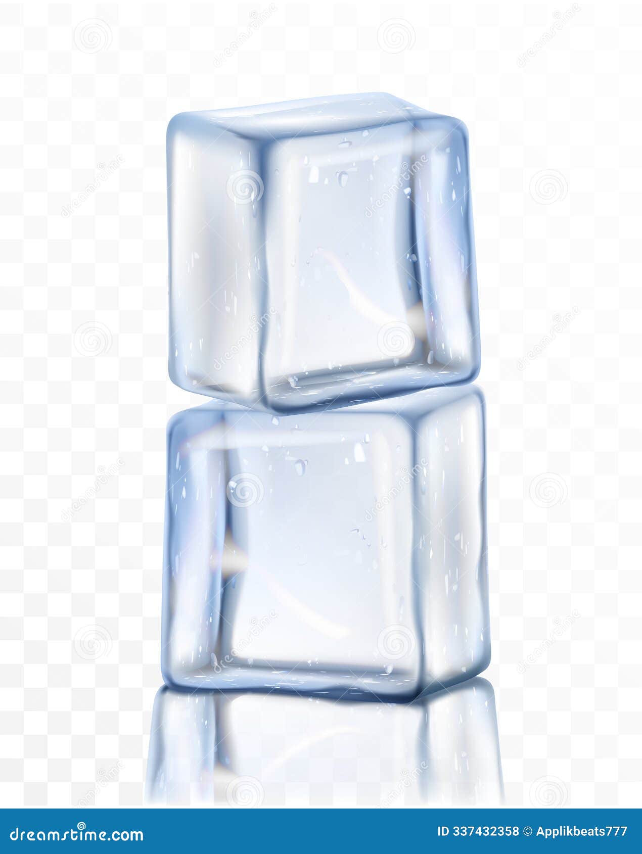 Realistic Blue Solid Ice Cubes on Transparent Background 3d Vector ...