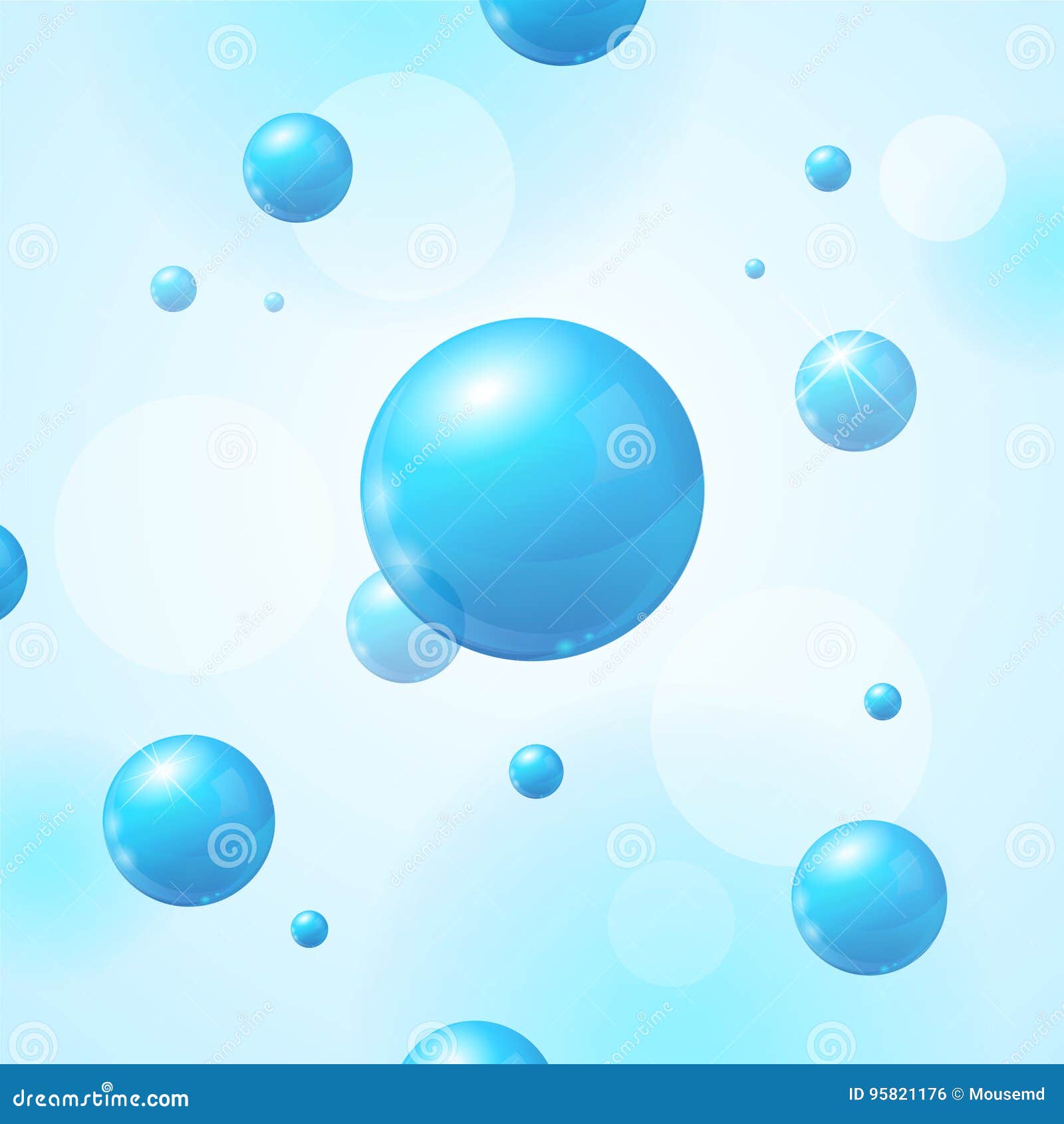 Realistic Blue Sphere or Bubble Elements Pattern Background. Vector ...