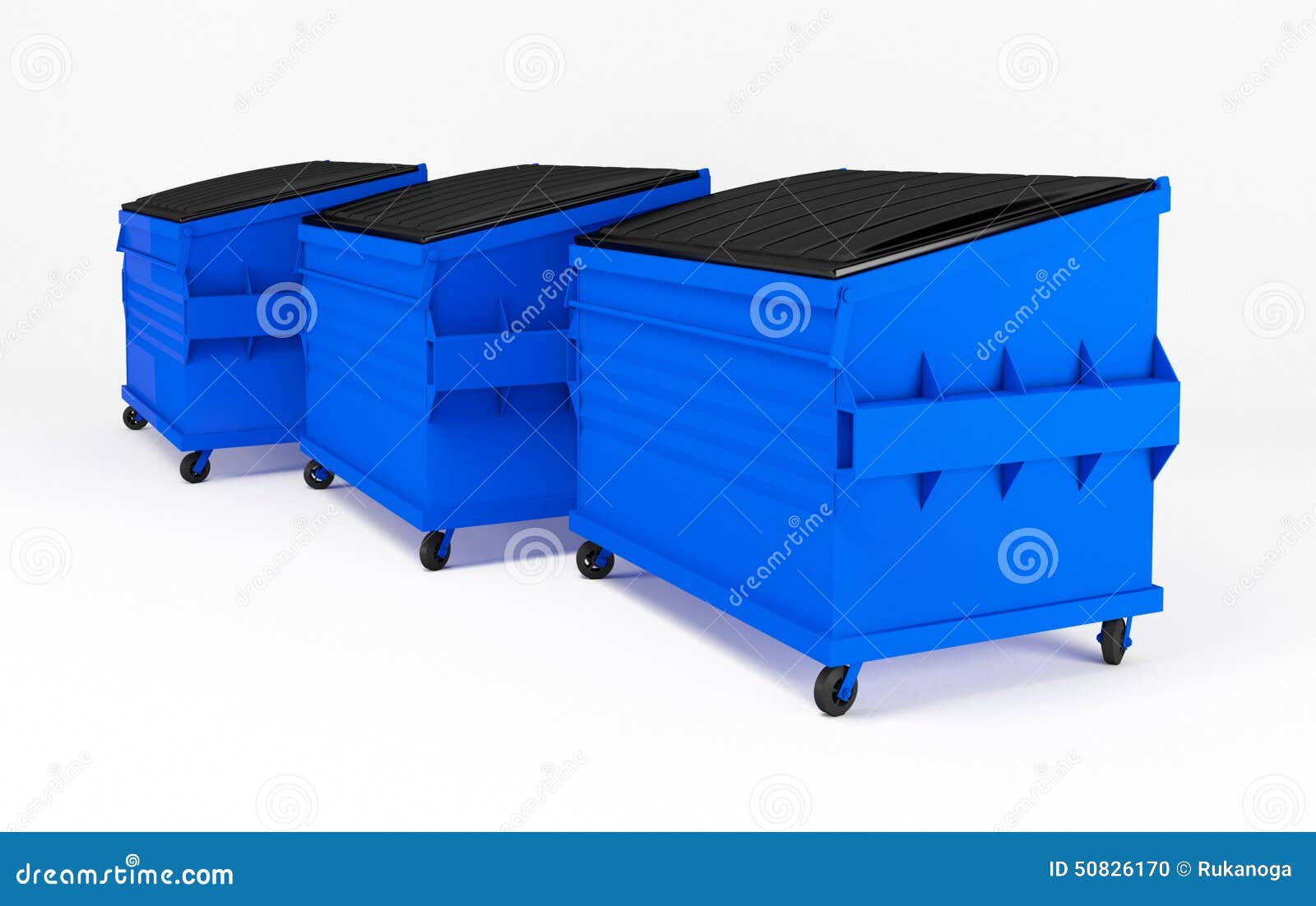 Realistic blue trash boxes stock illustration. Illustration of dumpster ...