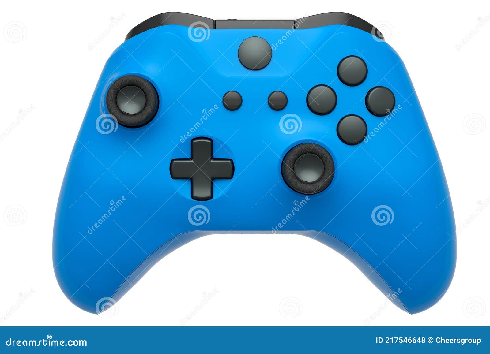 Realistic Blue Video Game Controller on White Background Stock ...