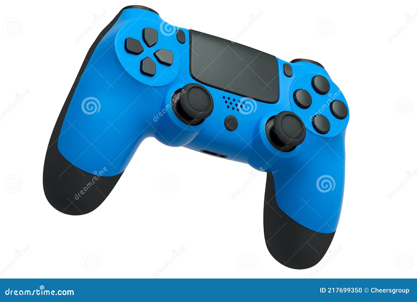 Realistic Blue Video Game Controller on White Background Stock ...