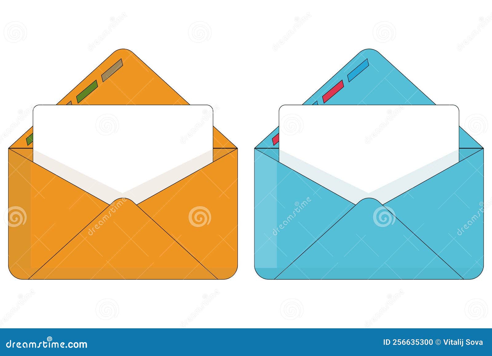Realistic blue envelope stock illustration. Illustration of document ...