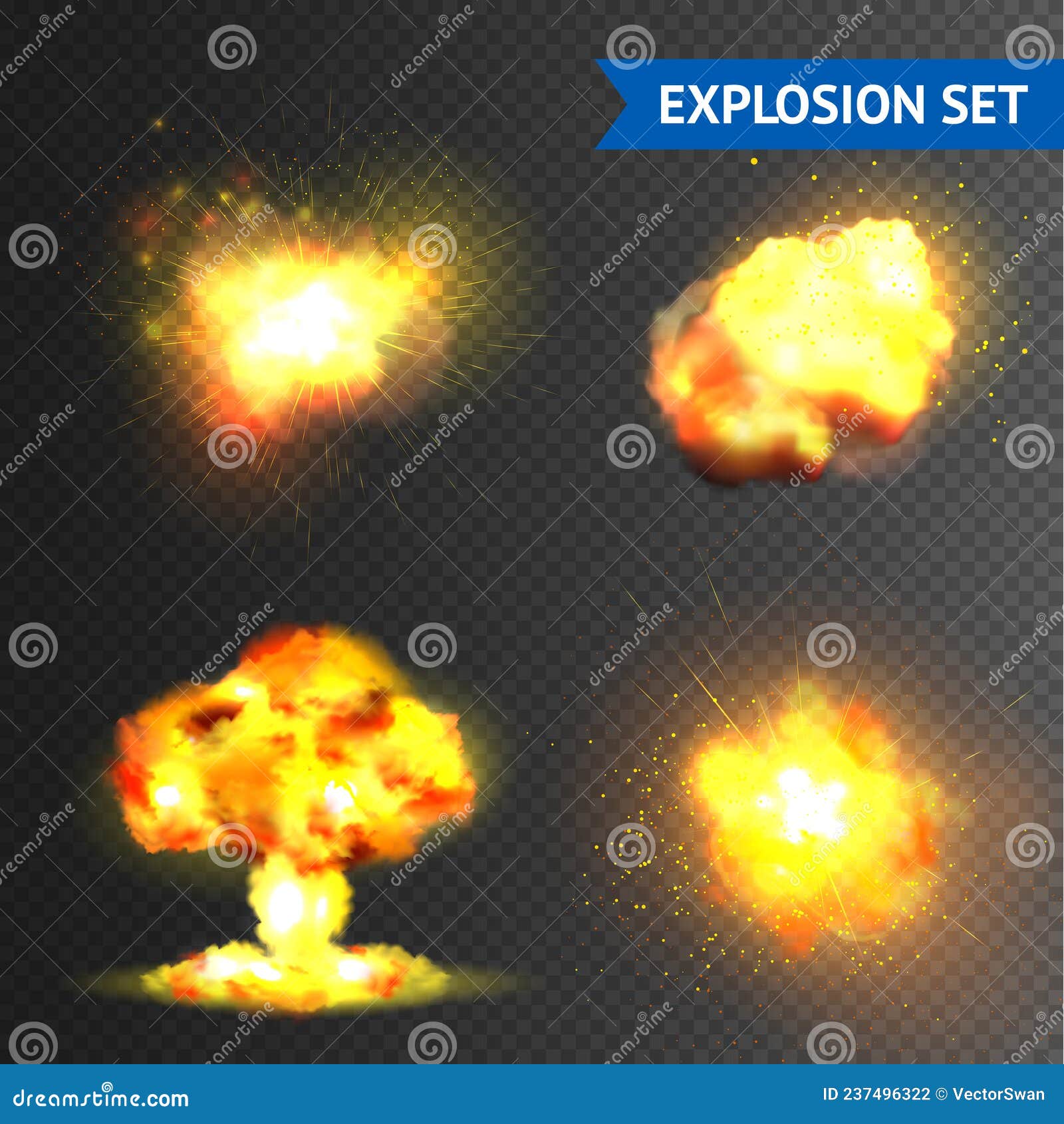 Realistic Bomb Explosion. Fire Explosions Effect, Light And Steam ...