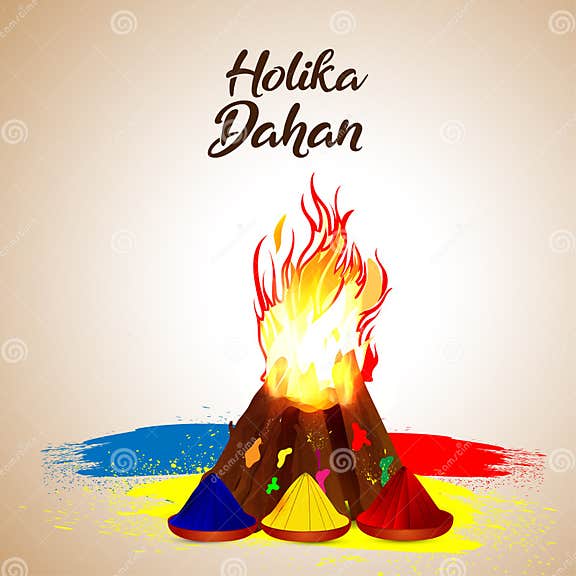 Realistic Bonefire with Holi Color for Happy Holi Stock Illustration ...