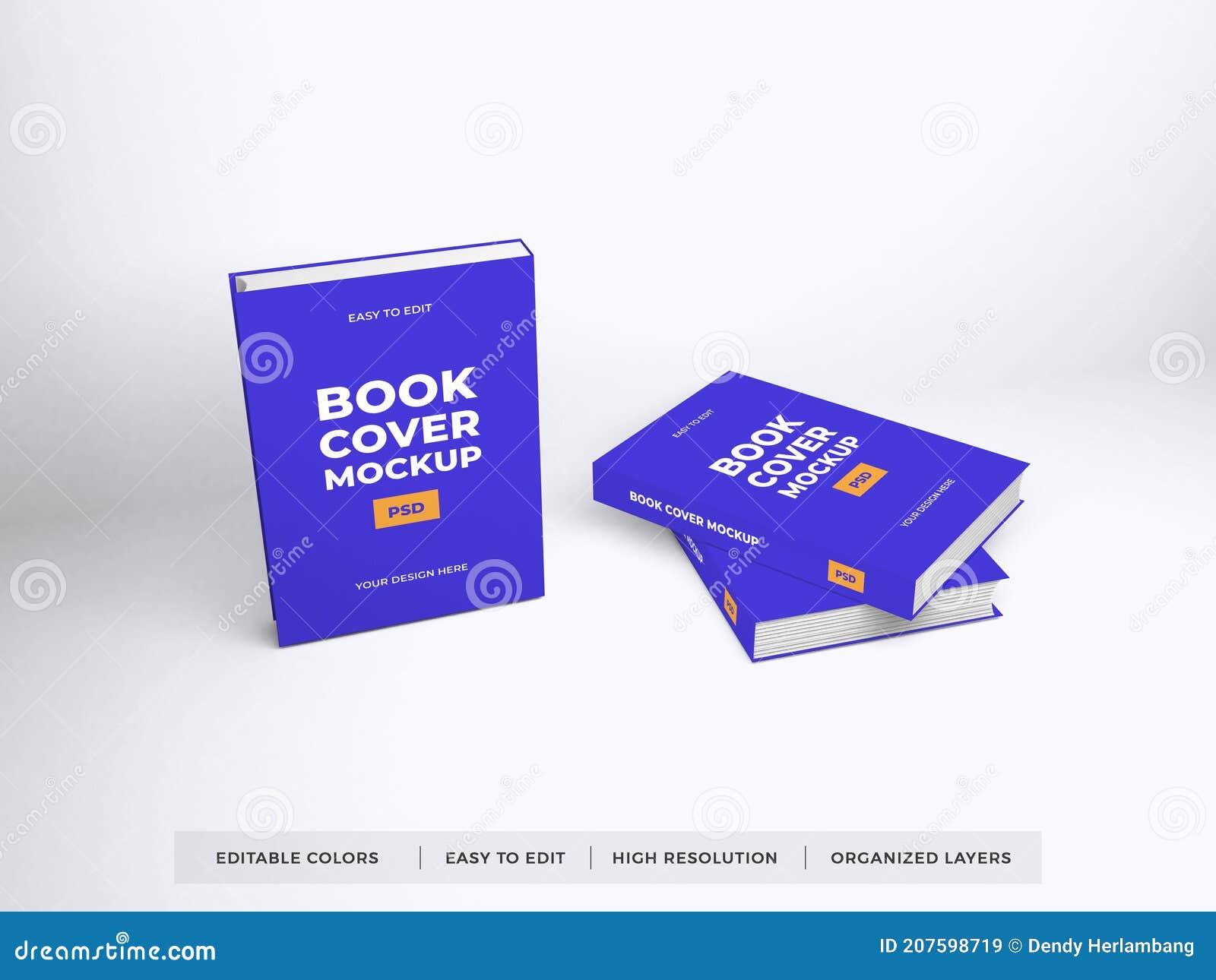 Realistic Book Cover Mockup Template Stock Illustration - Illustration ...