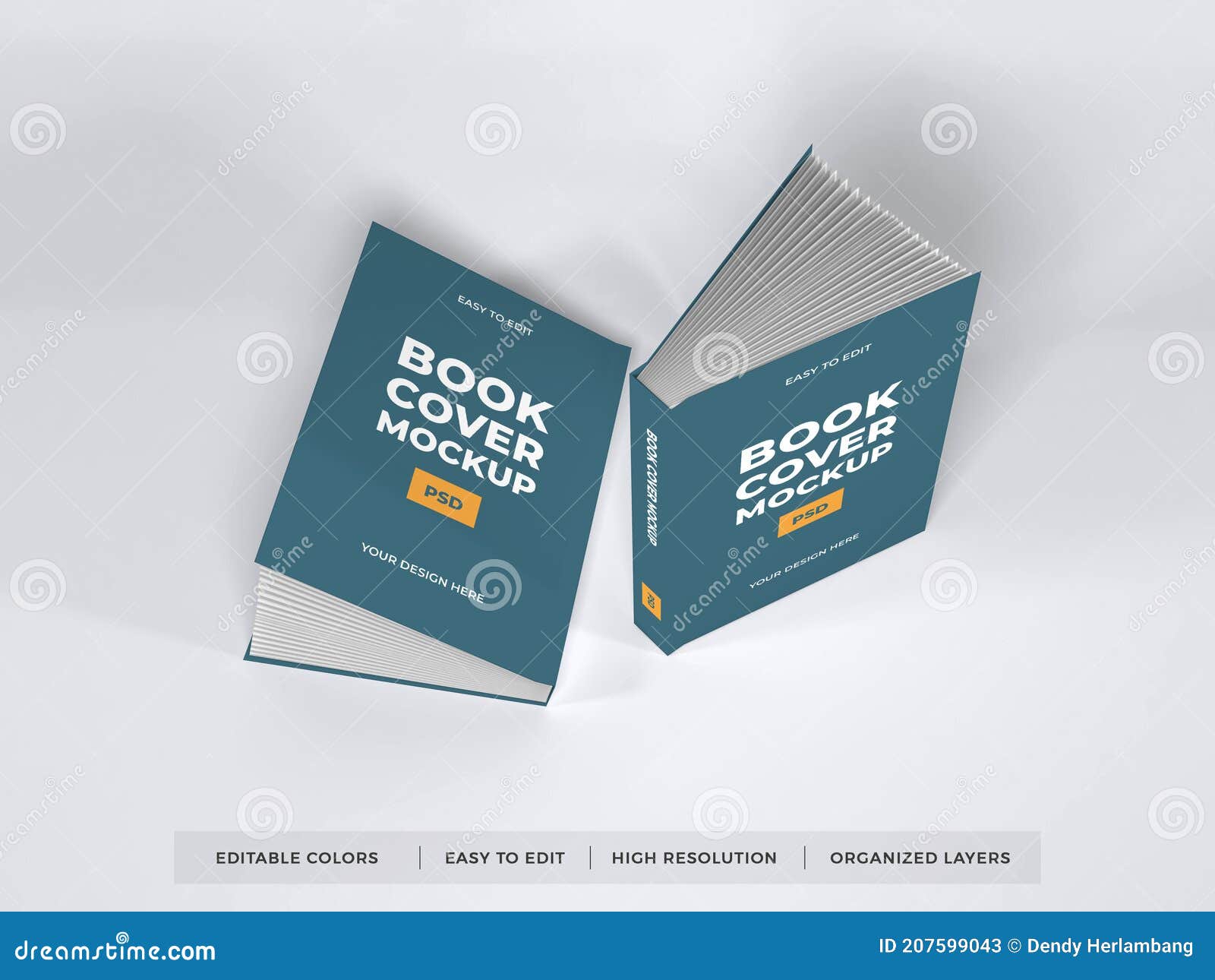 Realistic Book Cover Mockup Template Stock Illustration - Illustration ...