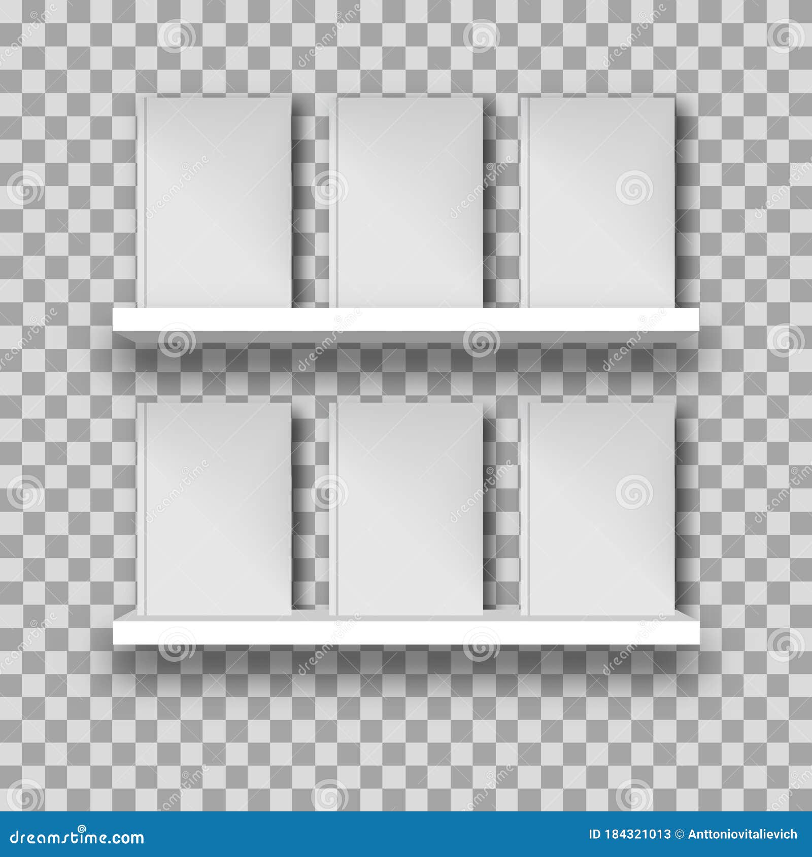 Realistic Bookshelf With Books. Library Shelf Mockup, Modern Office ...