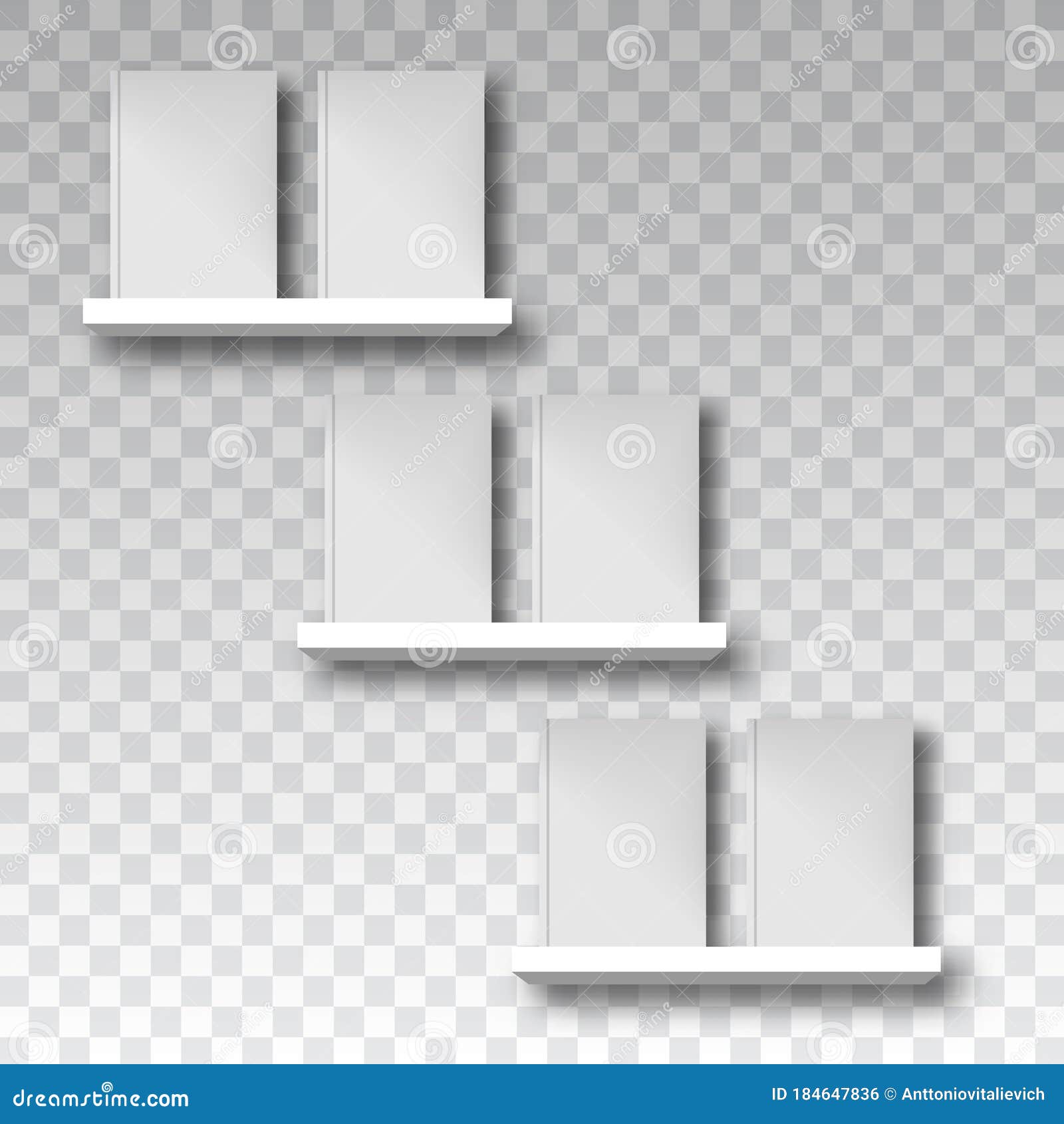 Realistic Bookshelf With Books. Library Shelf Mockup, Modern Office ...