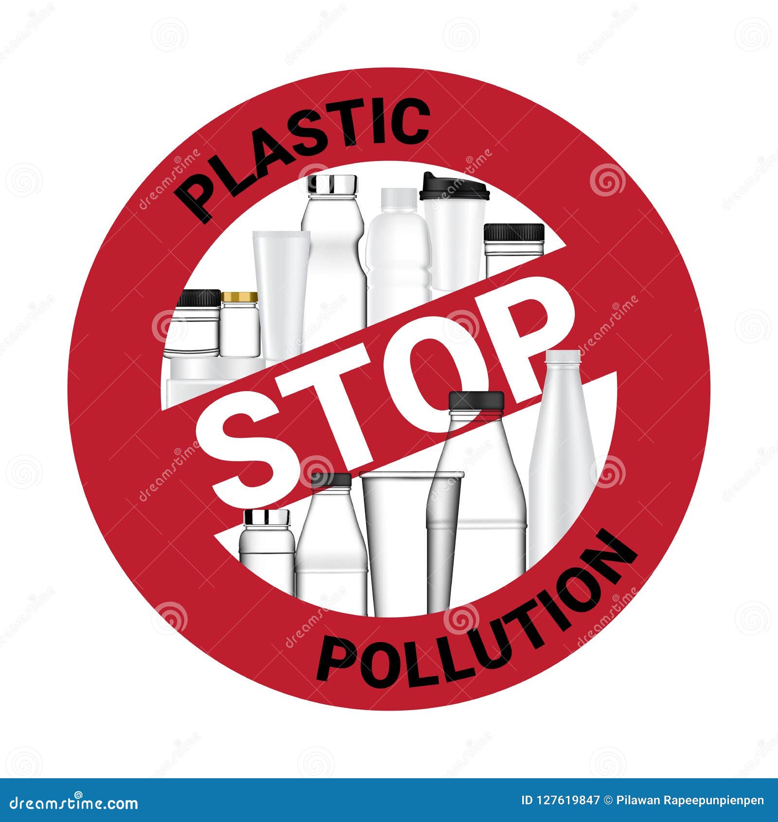 Realistic Bottle and Ban Sign Stop Using Plastic Pollution for ...