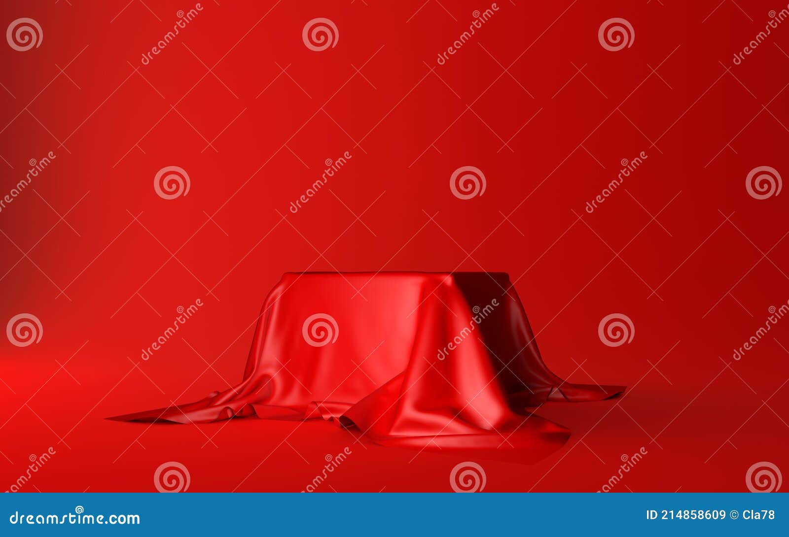 Realistic Box Covered with Red Silk Cloth Isolated on a Red Background ...