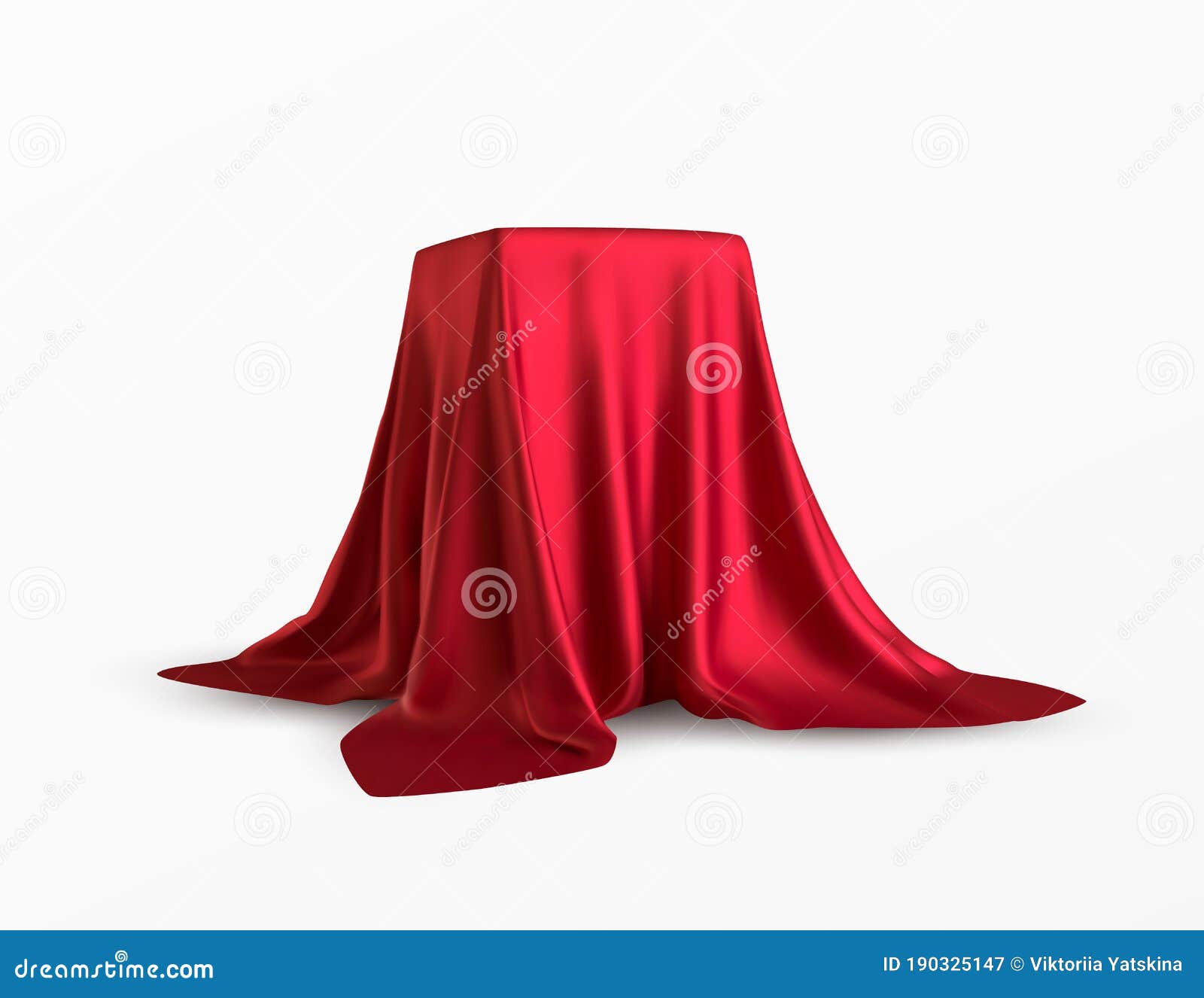 Realistic Box Covered With Red Silk Cloth. Isolated On White Background ...