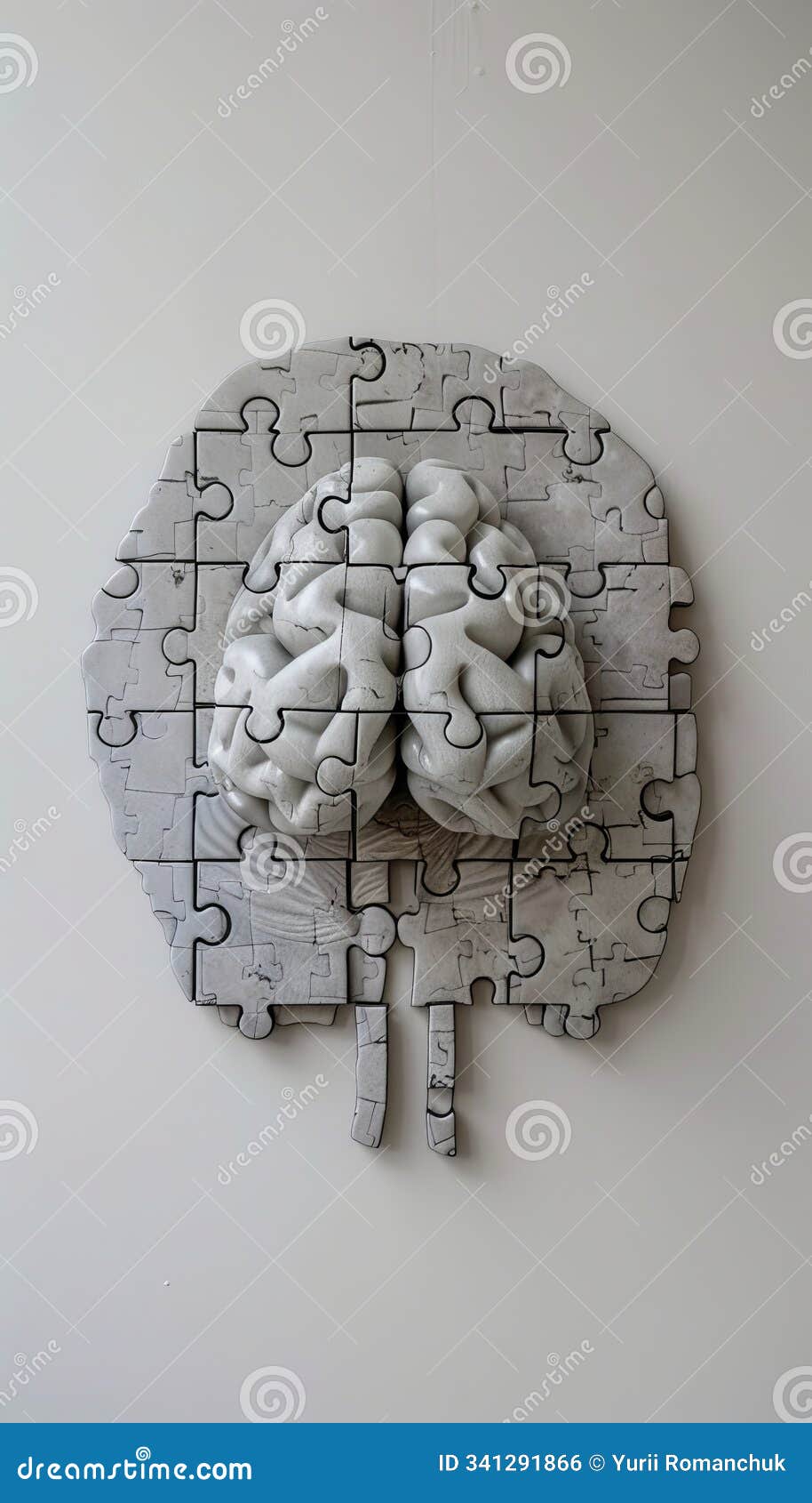 Realistic Brain Formed from Interlocking Puzzle Pieces Symbolizing ...
