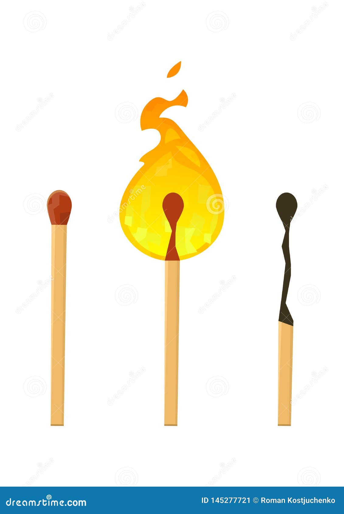 Burnt Match. Black Charred Stick. Flat Cartoon | CartoonDealer.com ...