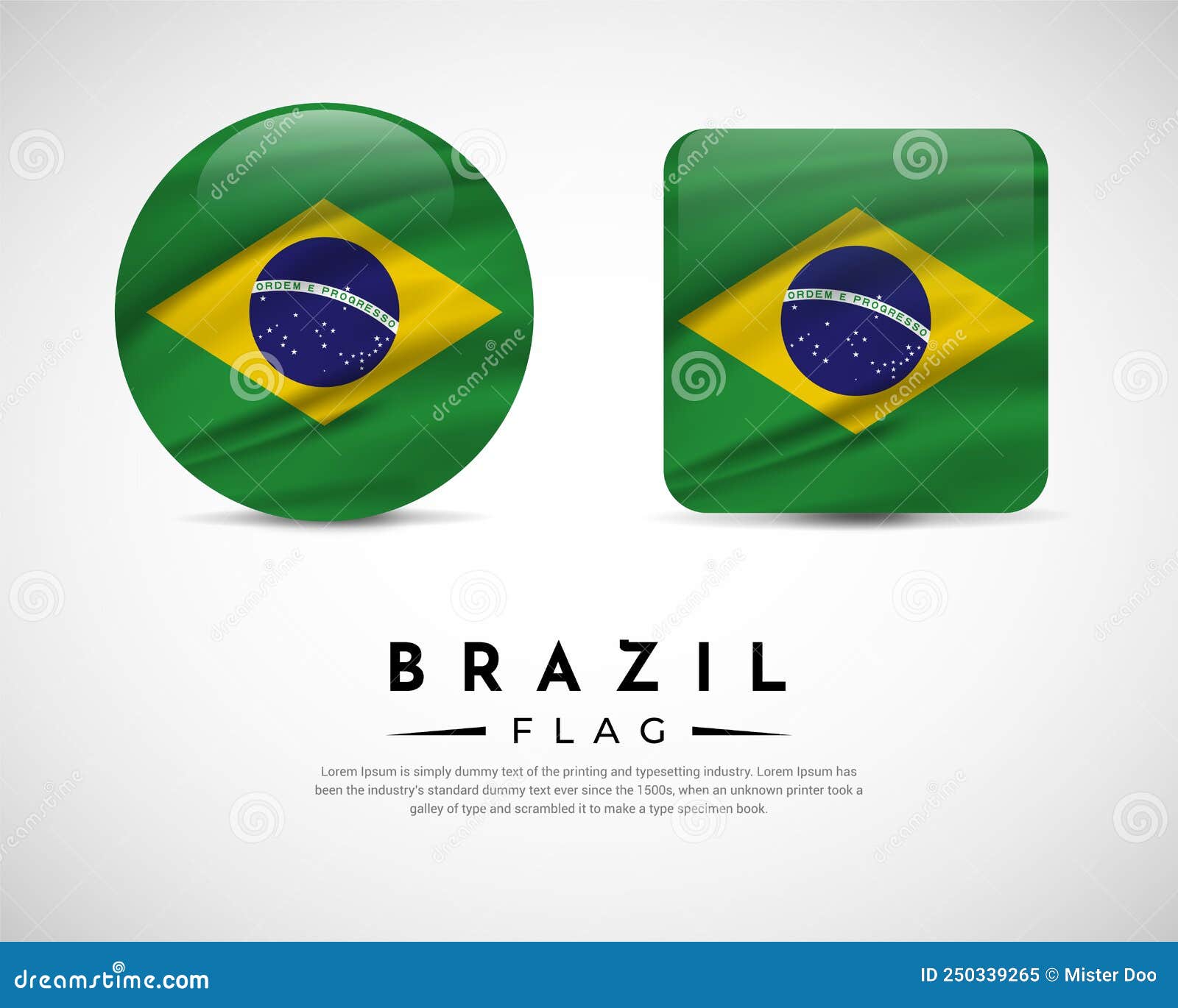 Realistic Brazil Flag Icon Vector. Set of Brazil Flag Emblem Vector ...