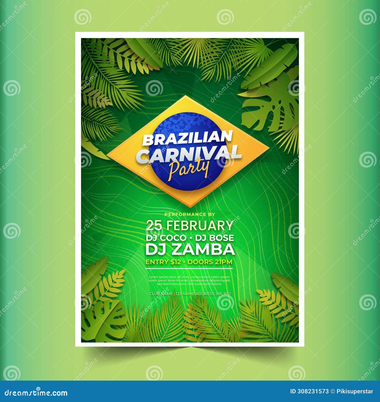 Realistic Brazilian Carnival Vertical Flyer Template Design Vector ...