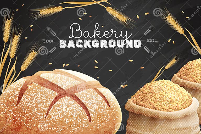 Realistic Bread Bakery Background Stock Vector - Illustration of ...