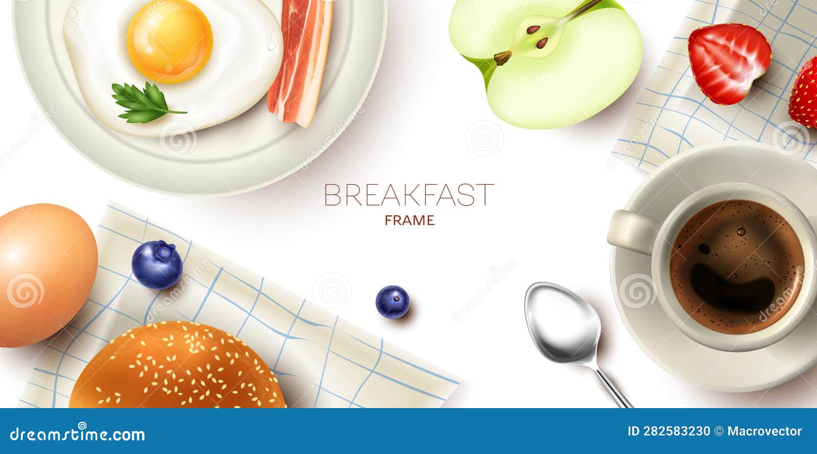 Realistic Breakfast Frame stock vector. Illustration of breakfast ...