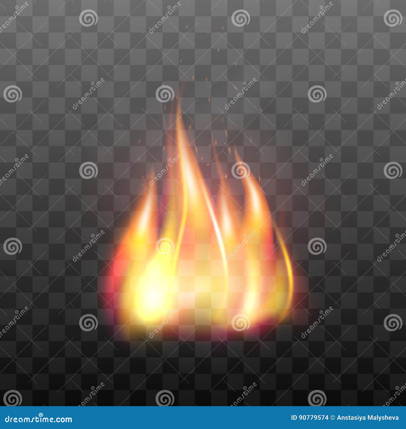 Realistic Bright Blazing Campfire Effect. Stock Vector - Illustration ...