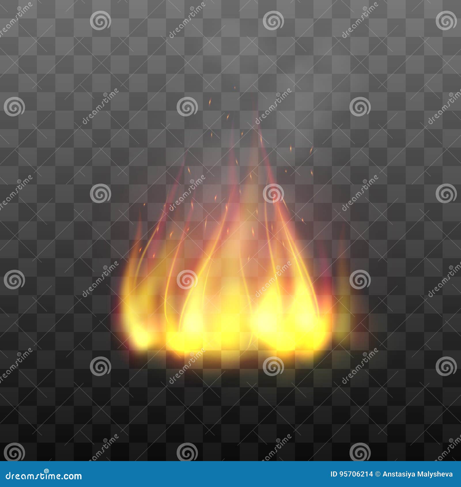 Realistic Bright Blazing Campfire Effect. Stock Vector - Illustration ...