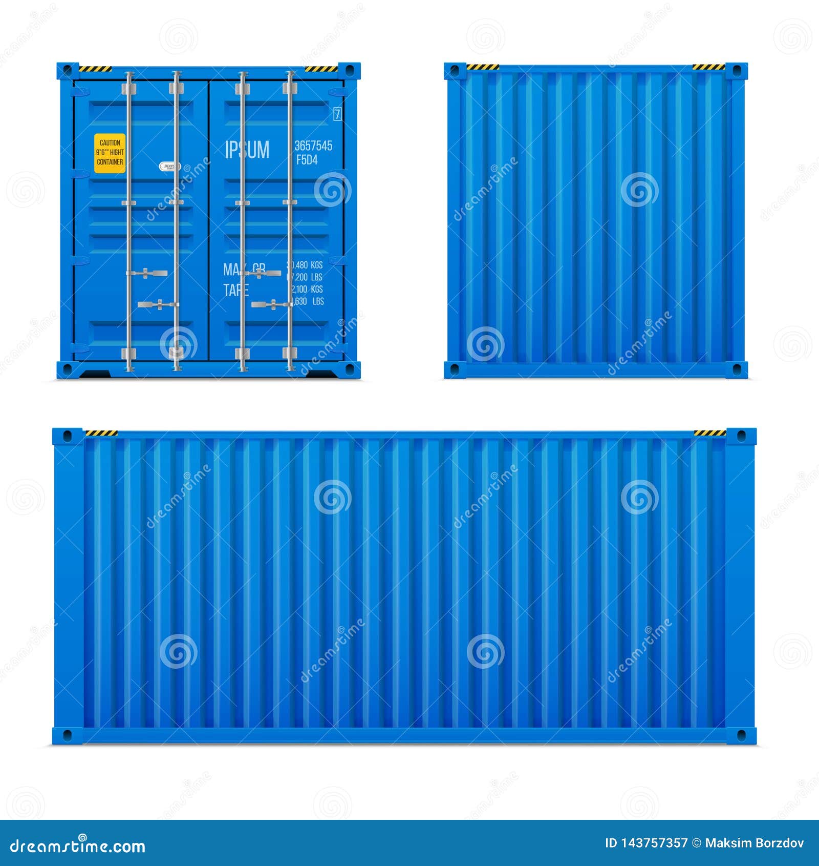 Realistic Bright Blue Cargo Container Set. the Concept of ...