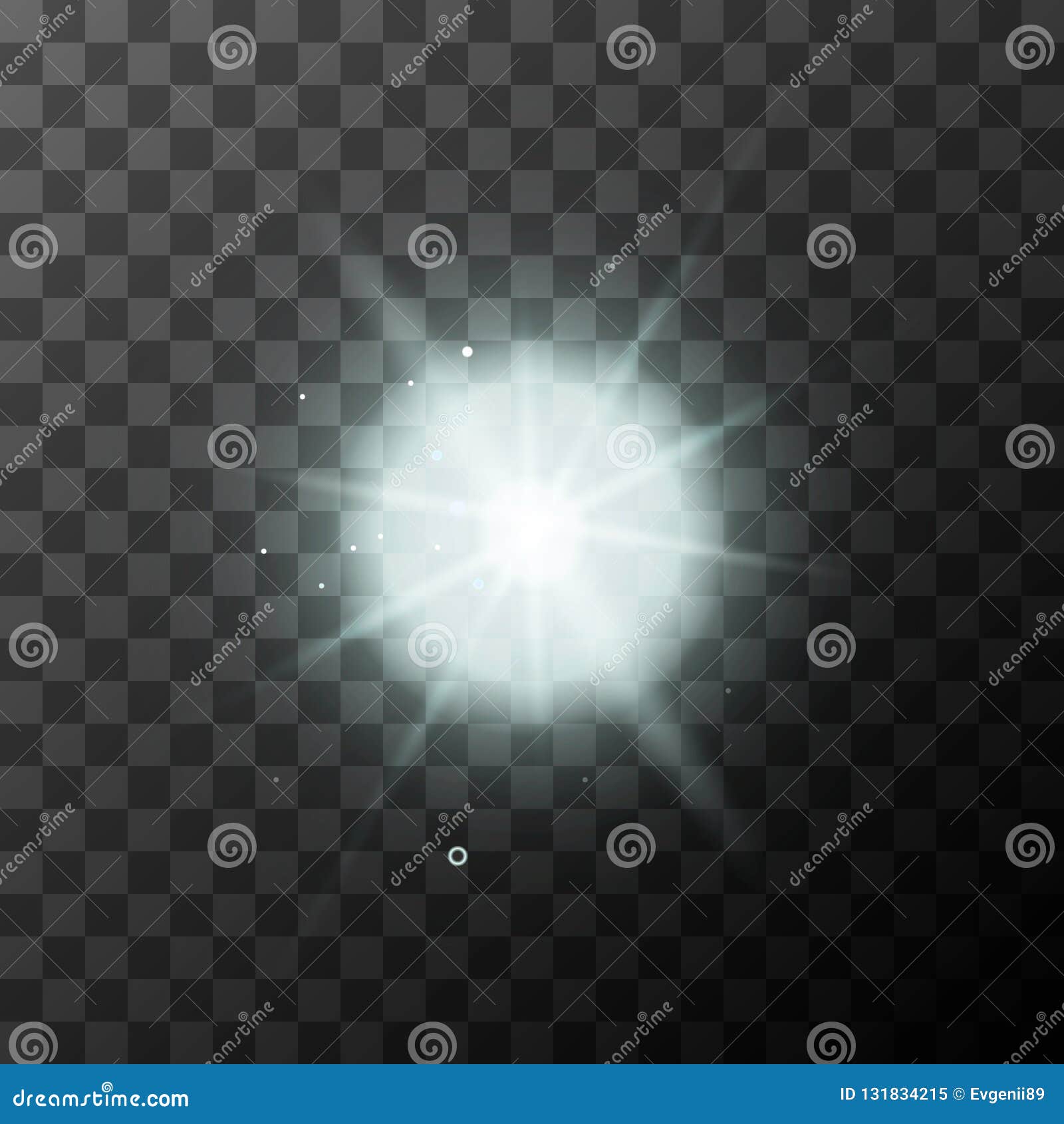 Realistic Bright White Sparkle with Magic Light Rays on Transparent ...