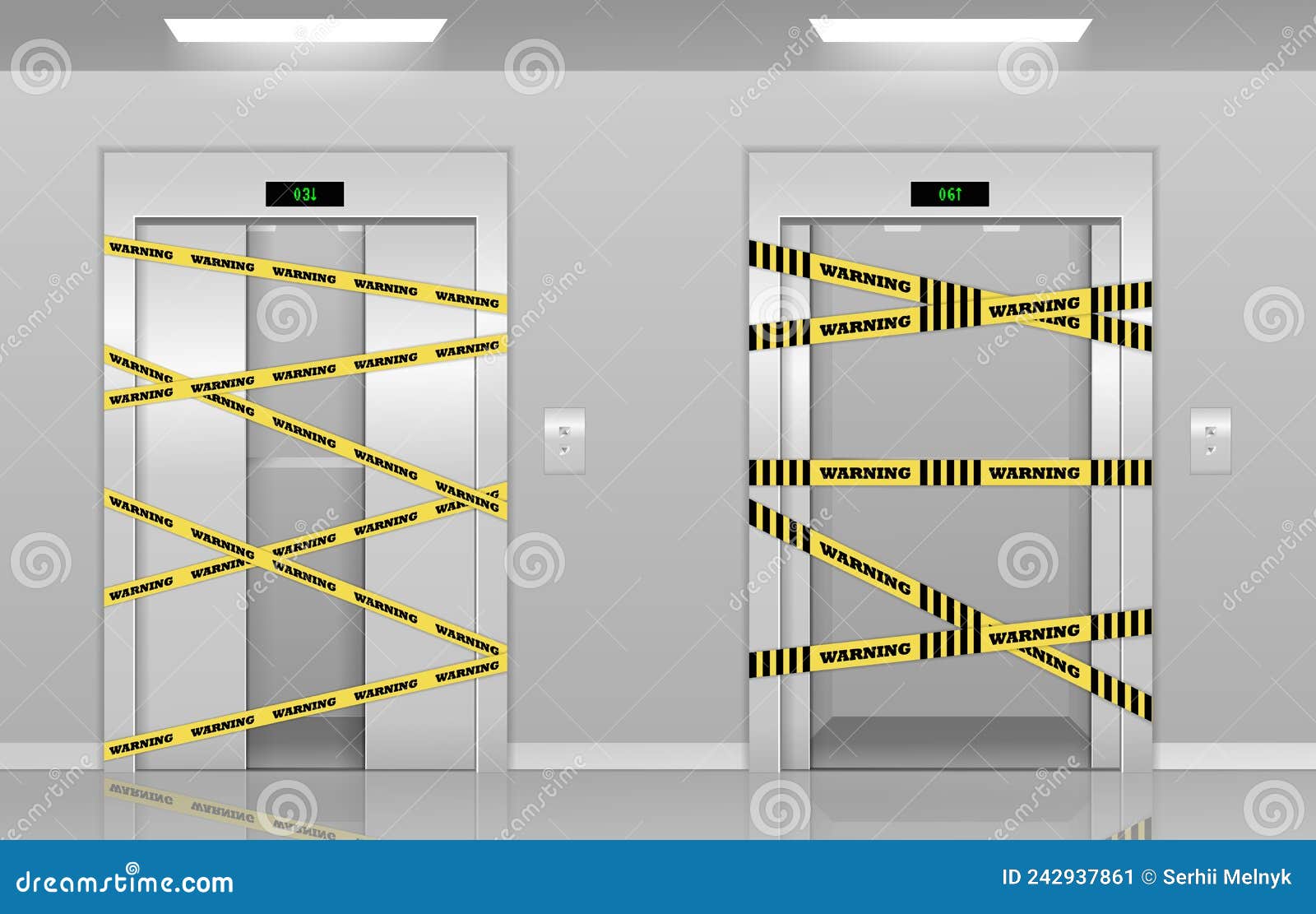 Realistic broken elevators stock vector. Illustration of floor - 242937861