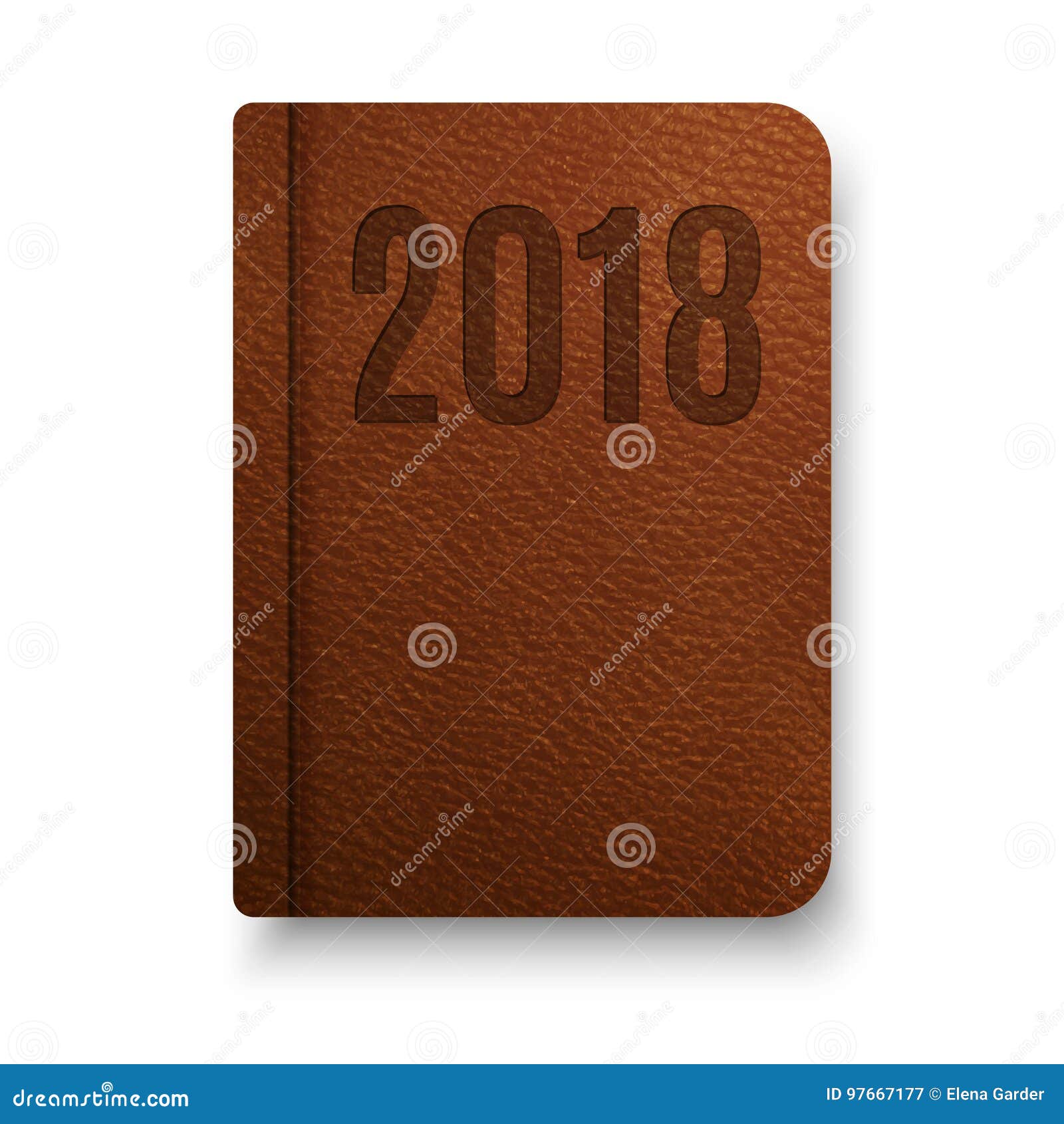 Realistic Brown Notebook with Black Elastic Band. Top View Diary ...