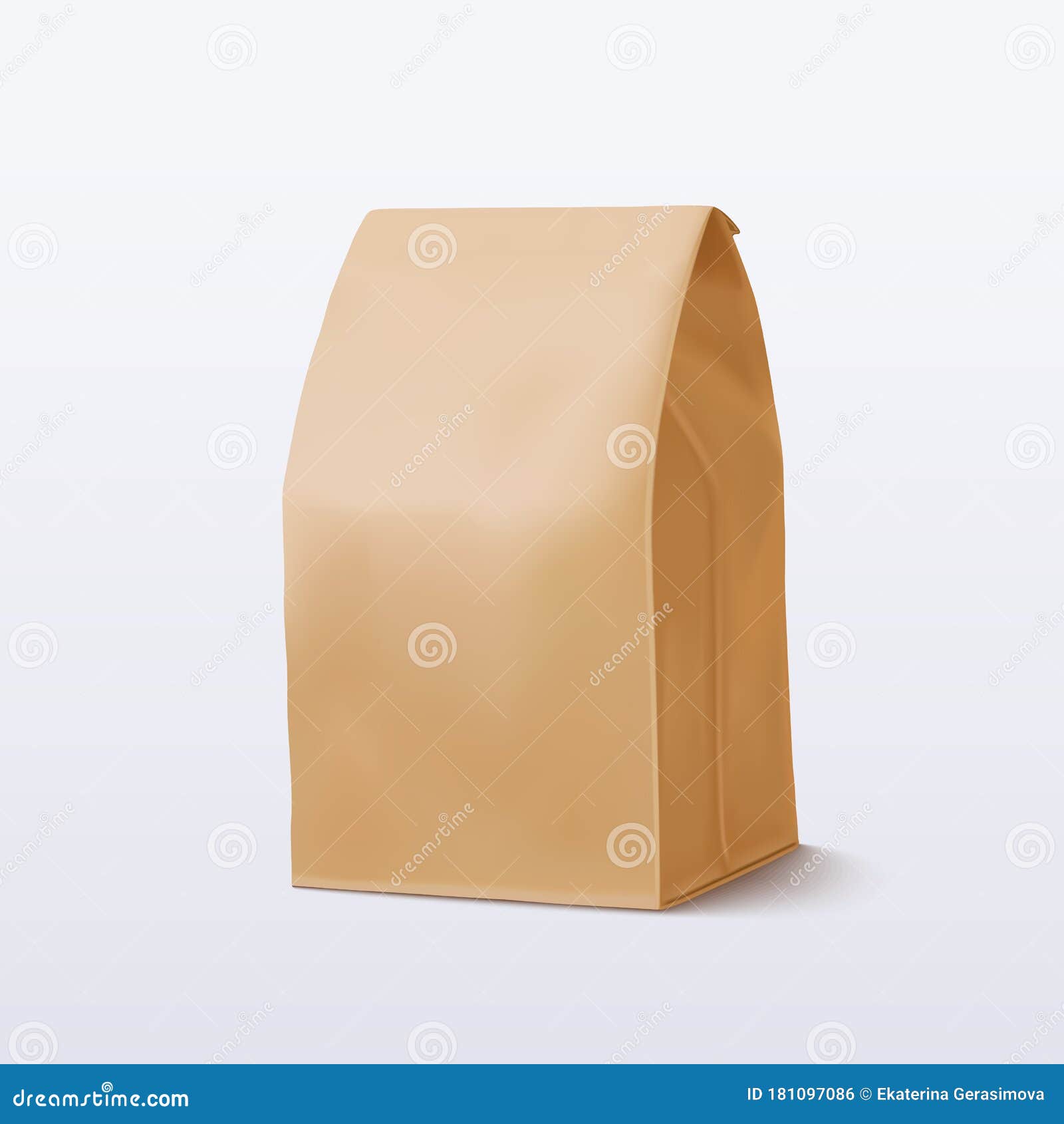 Realistic Brown Paper Bag. Vector Illustration Stock Illustration ...