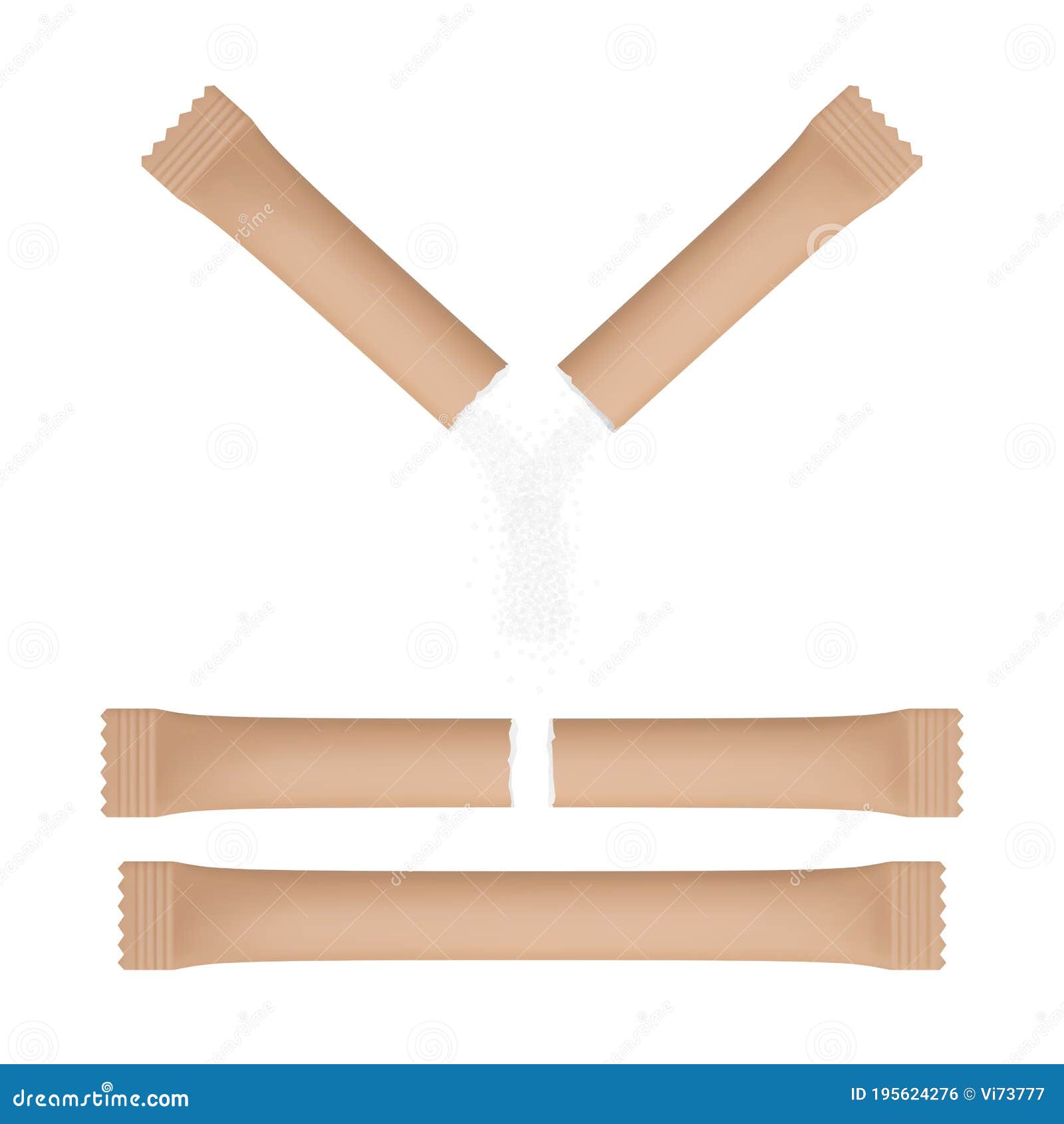 Realistic Brown Paper Sachet Bag. Torn Package Mockup with Falling ...