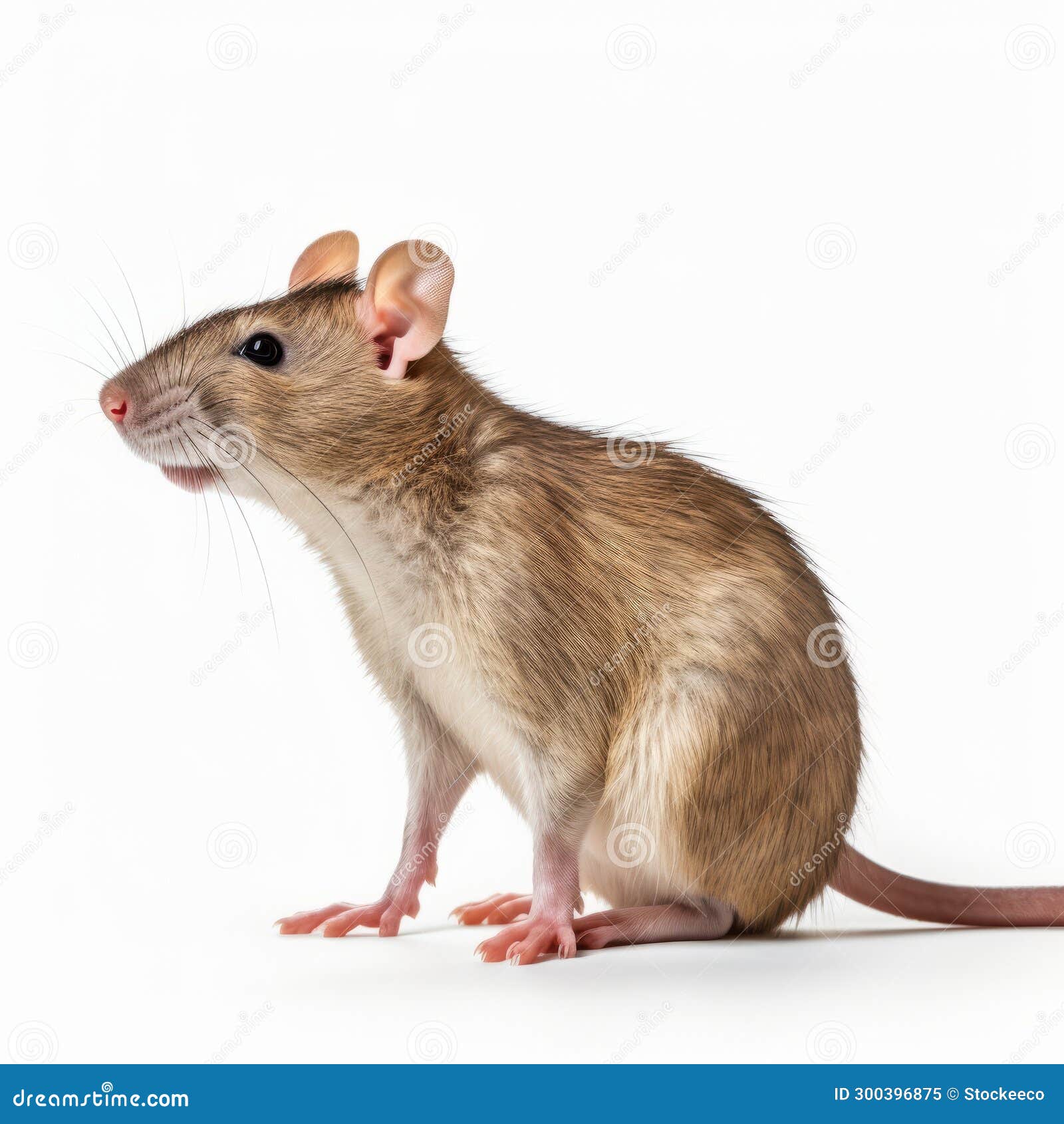 Realistic Brown Rat Poses in Front of White Background Stock ...