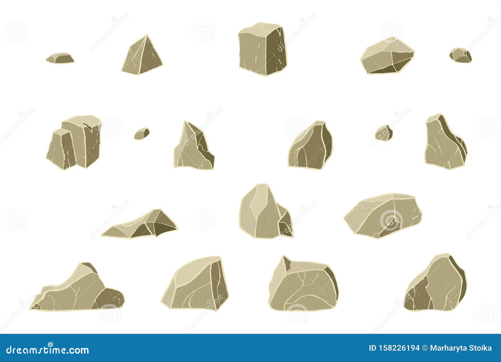 Realistic brown stone set stock vector. Illustration of element - 158226194