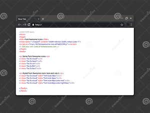 Realistic Browser Window With Css Code Simple Html Code On Page 