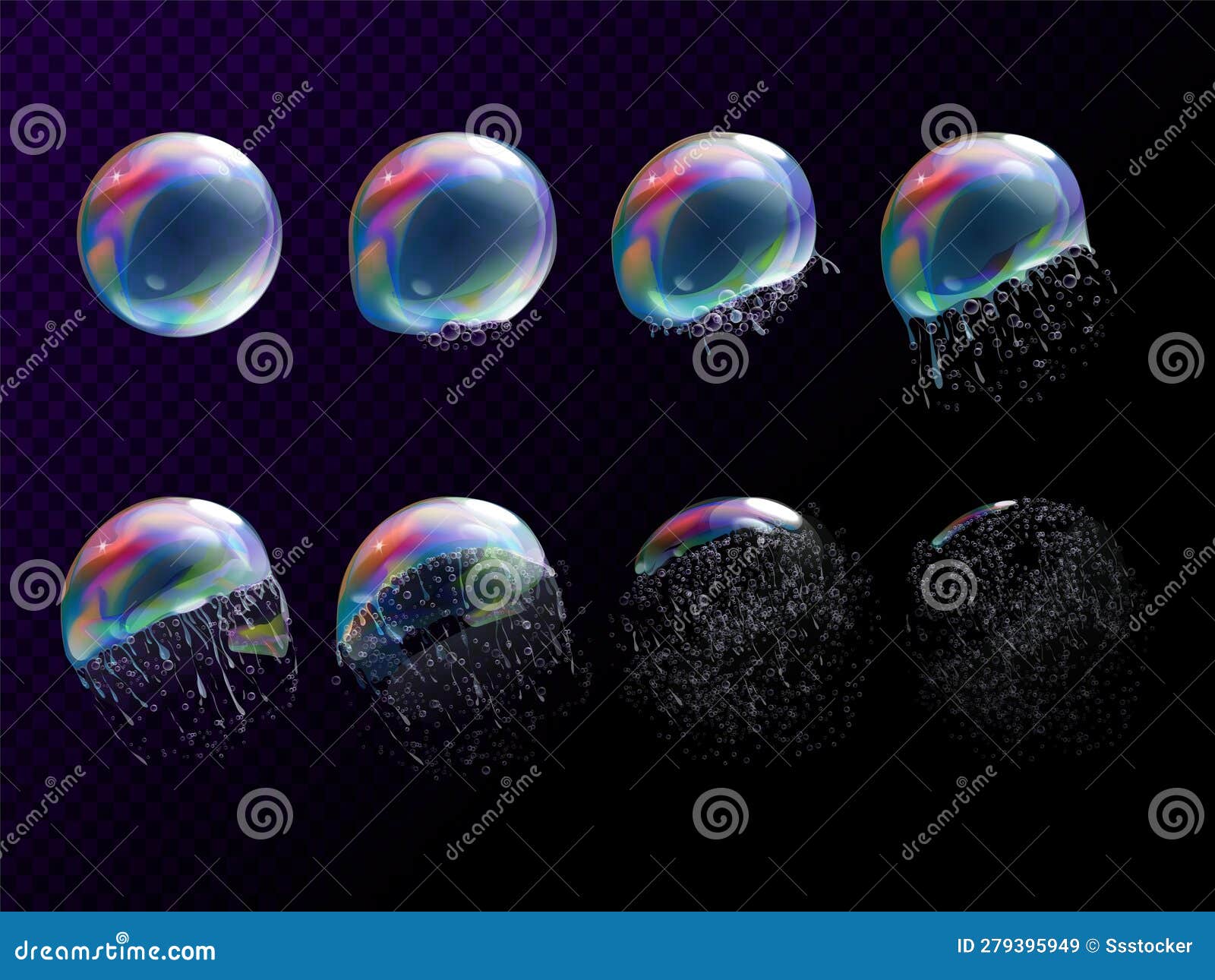 Realistic Bubble Burst. Animation Explosion 3d Soap Bubbles, Explode ...