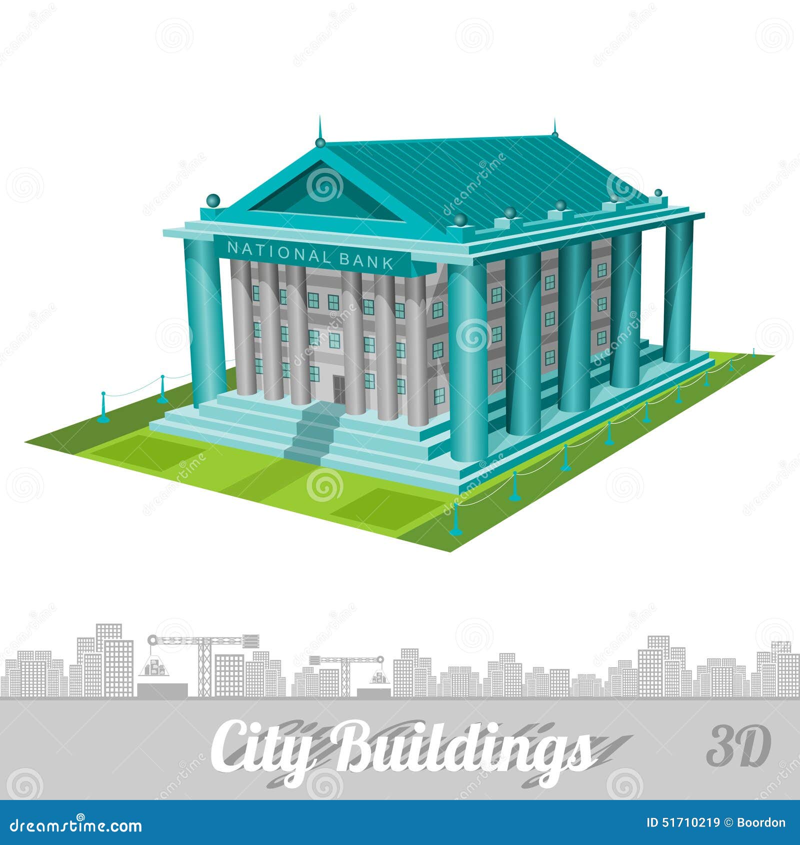 Realistic Building of Bank Isolated on White Stock Vector ...