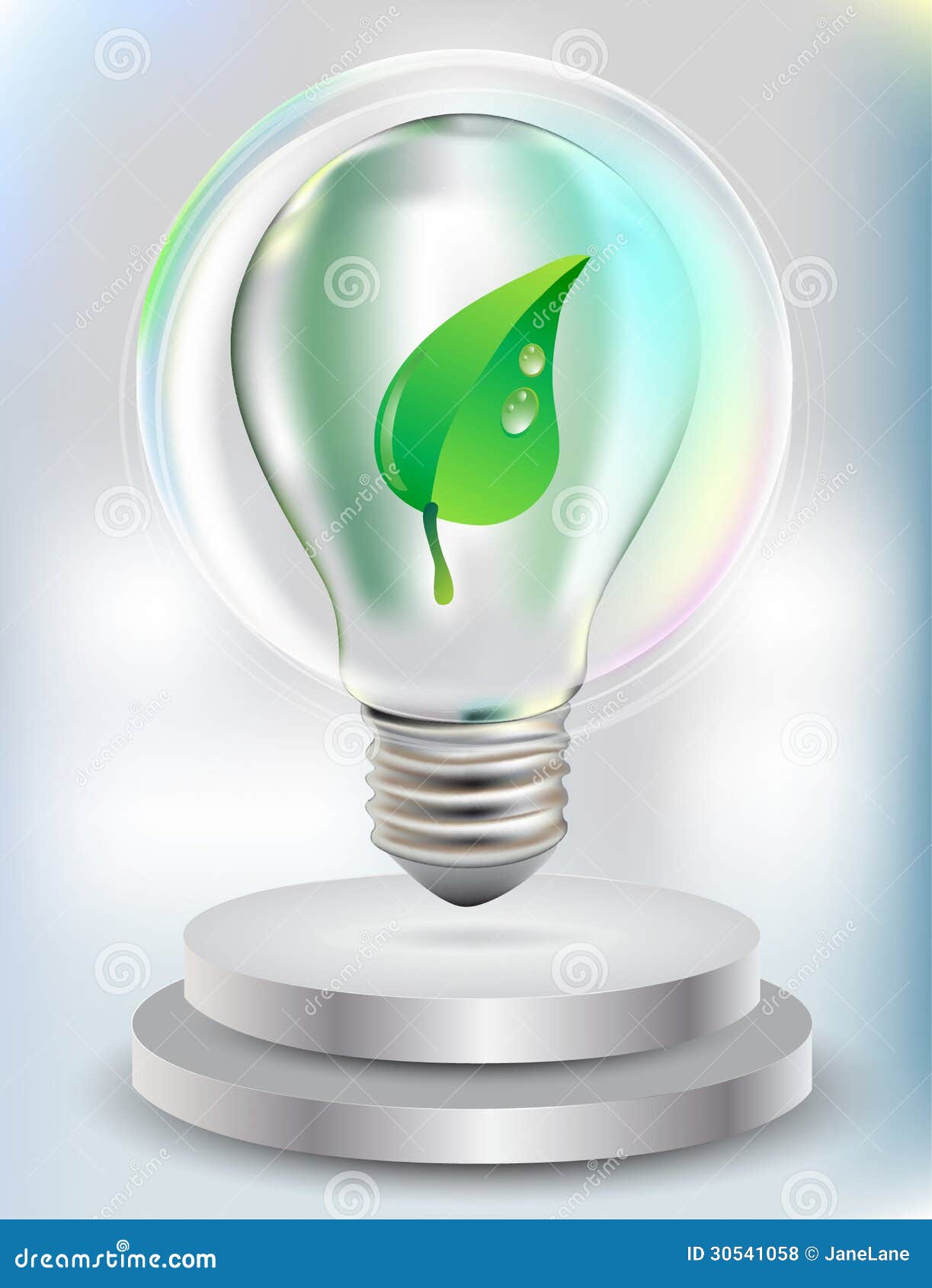 Realistic Bulb with Green Leaf Stock Illustration - Illustration of ...