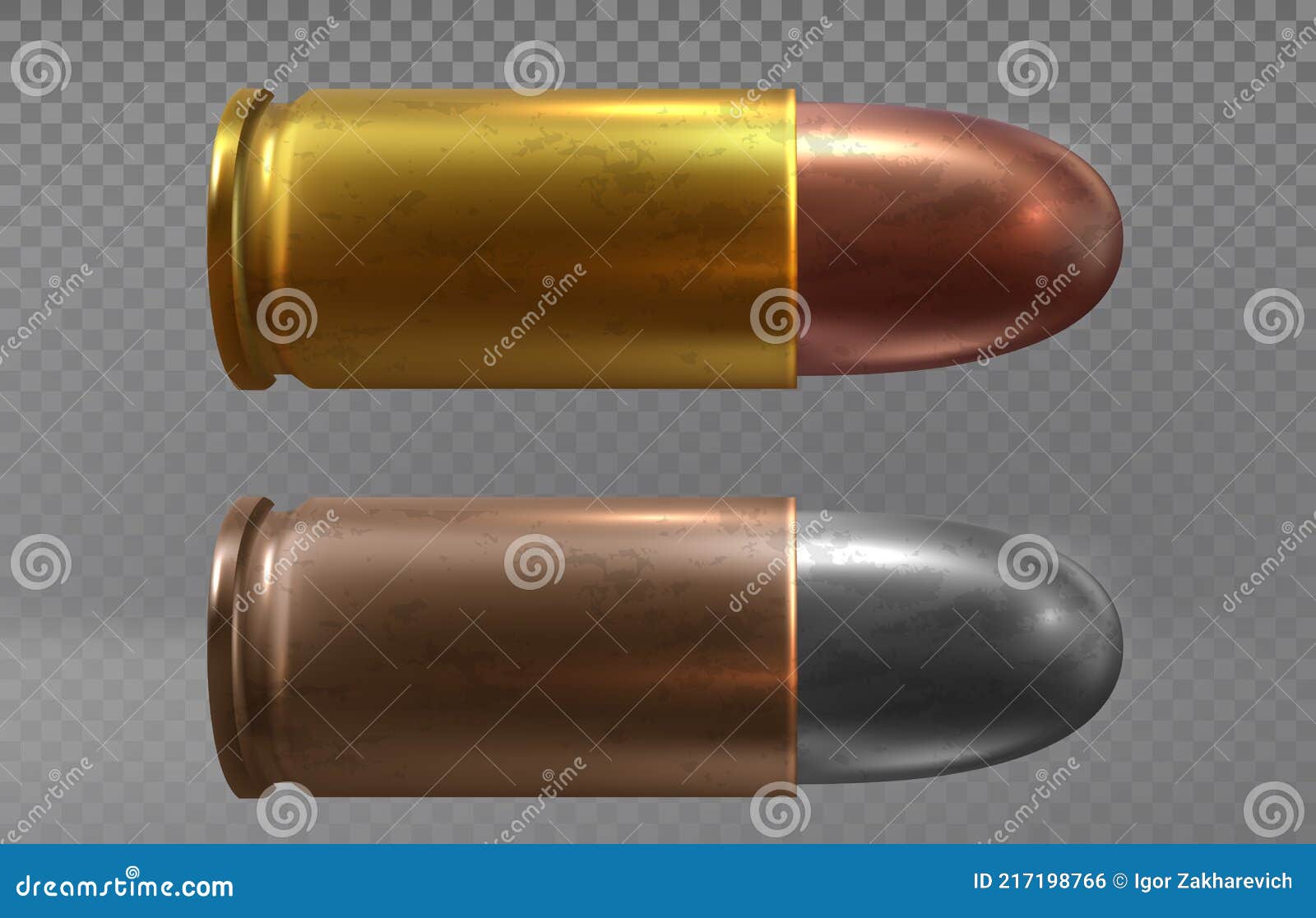 Realistic Bullets. Isolated on Transparent Background Stock Vector ...