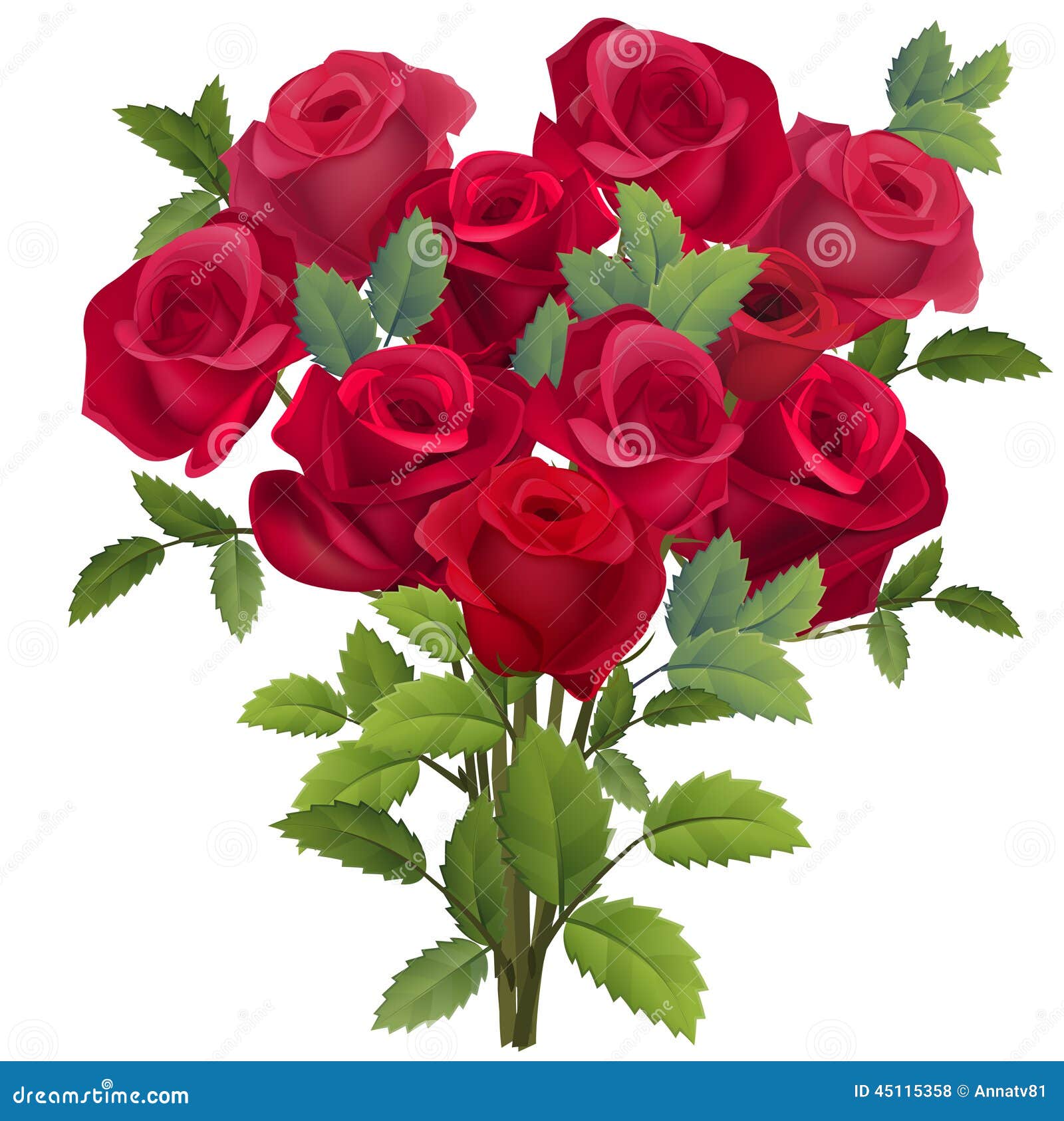 Realistic Bunch of Red Roses Stock Vector - Illustration of nature ...