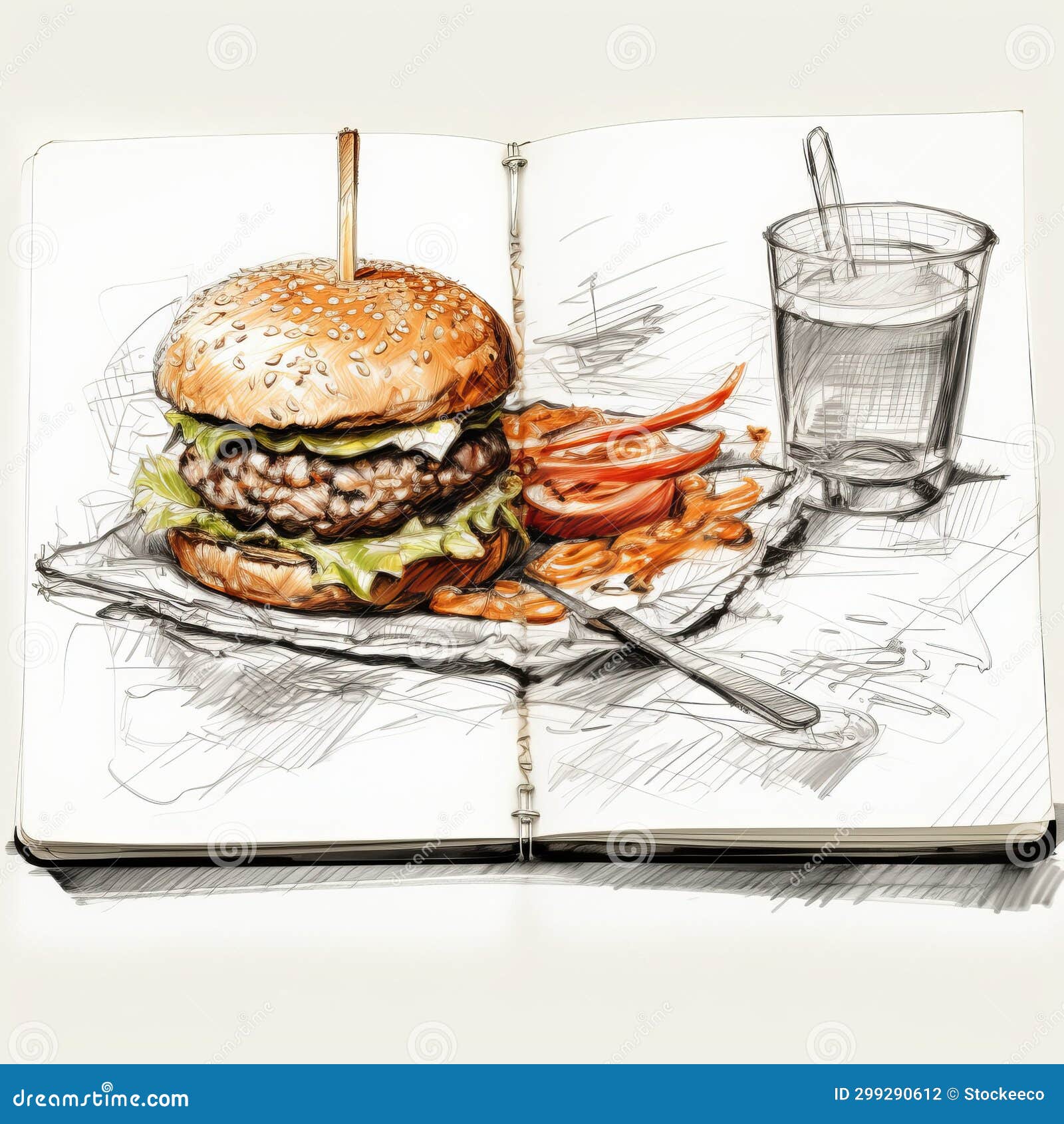 Realistic Burger Sketch in Notebook: Hyper-detailed Renderings and ...