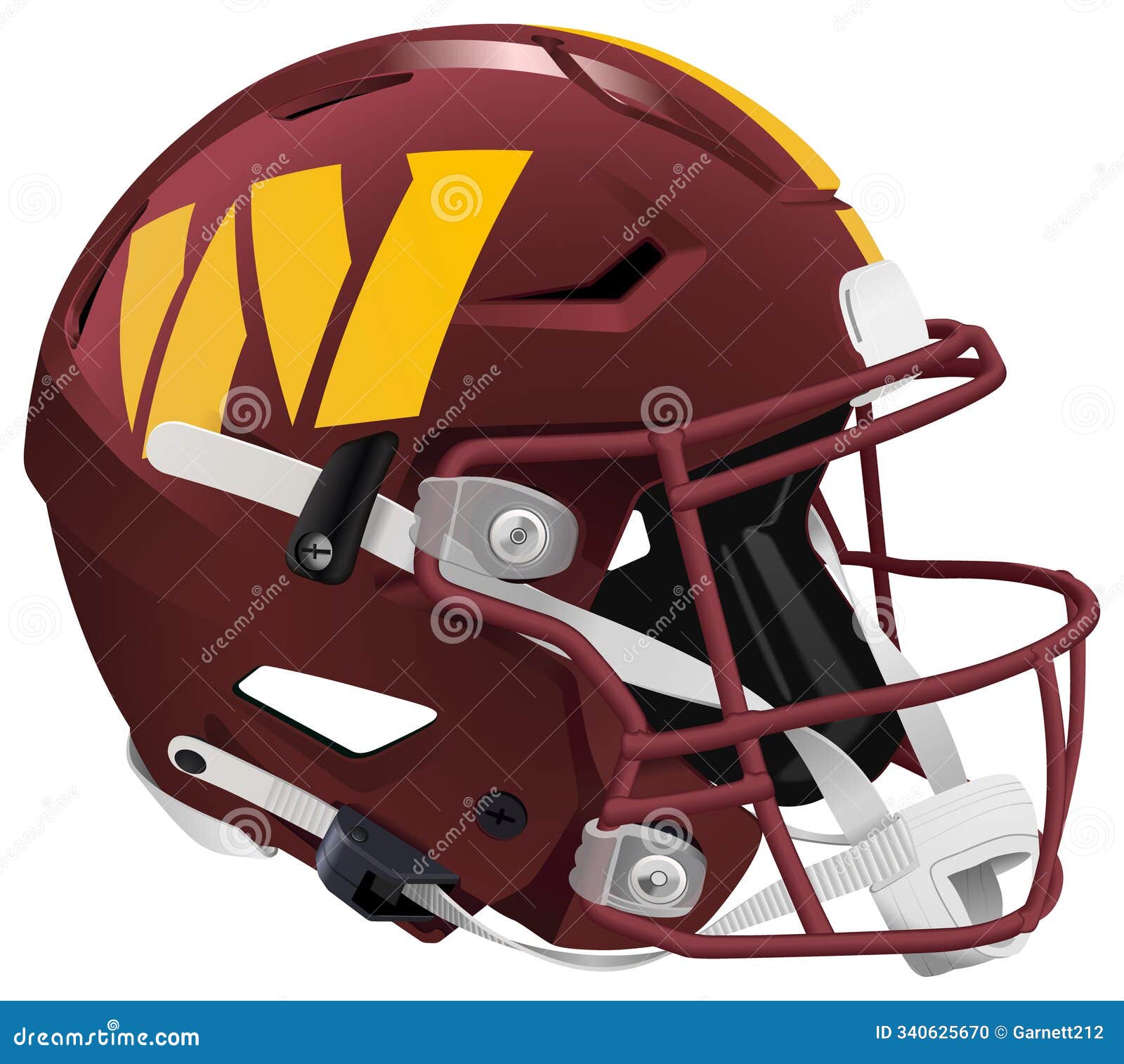 Realistic Burgundy 3D Washington Commanders Helmet with Burgundy Mask ...