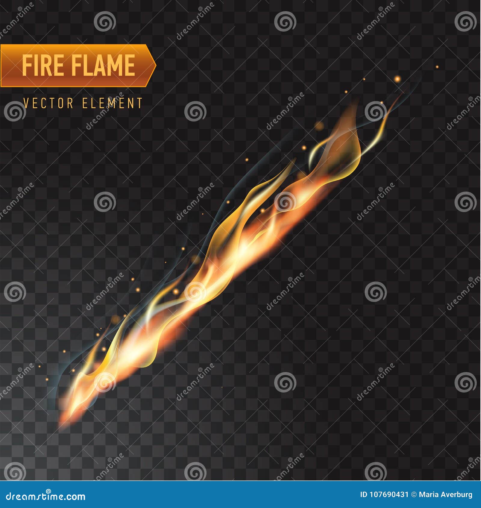 Realistic Burning Fire Flame, Vector Effect with Transparency. Stock ...