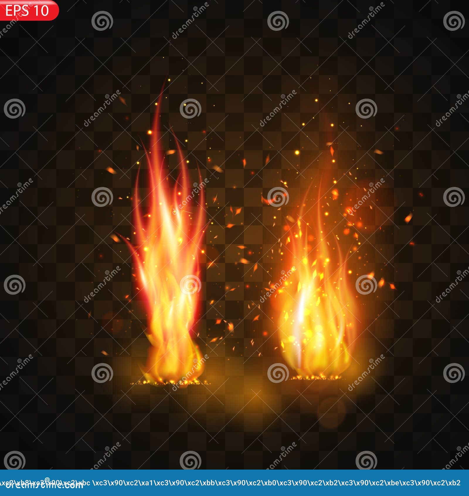 Realistic Burning Fire Flames Vector Stock Illustration - Illustration ...