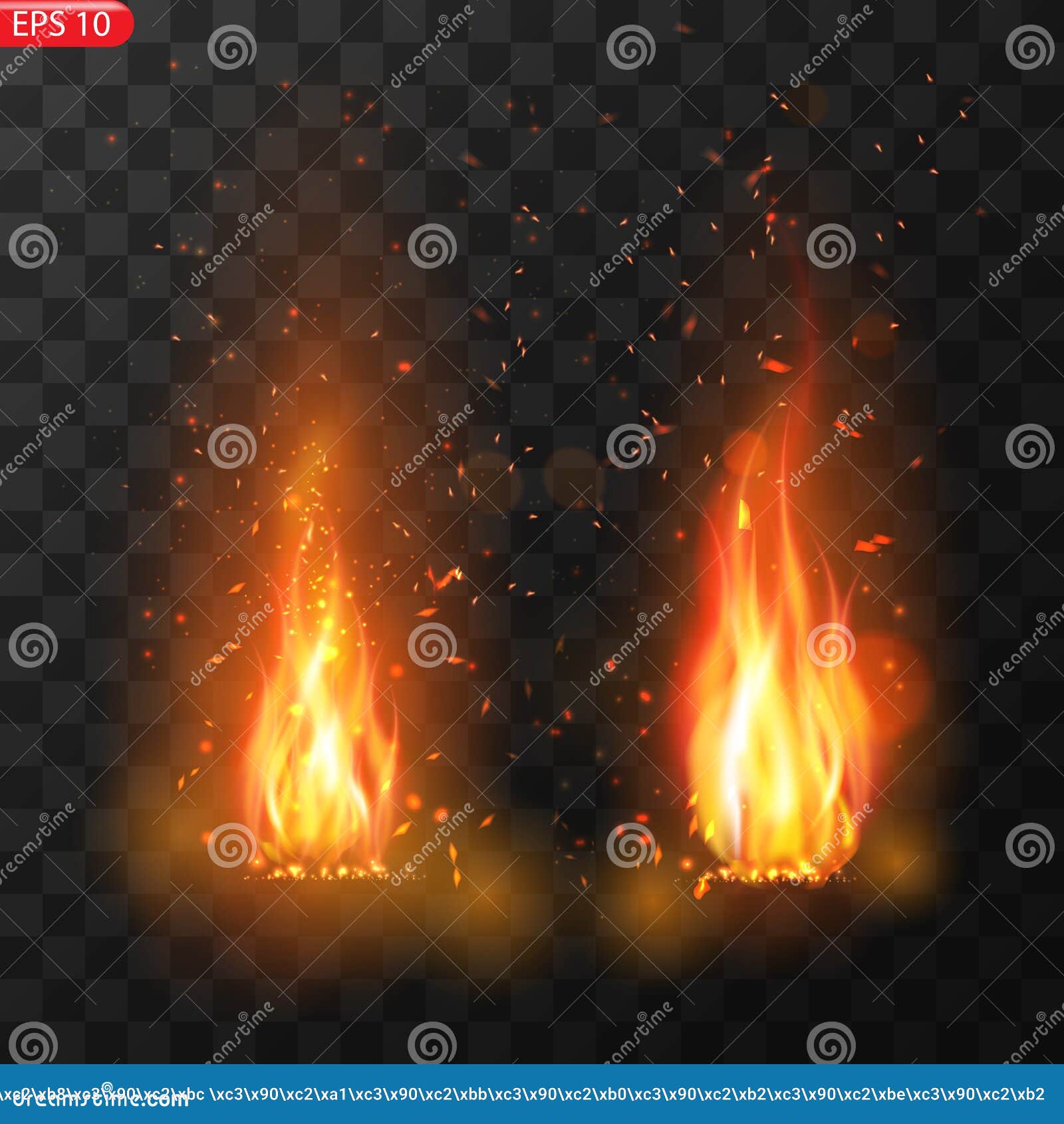 Realistic Burning Fire Flames Vector Stock Vector - Illustration of ...