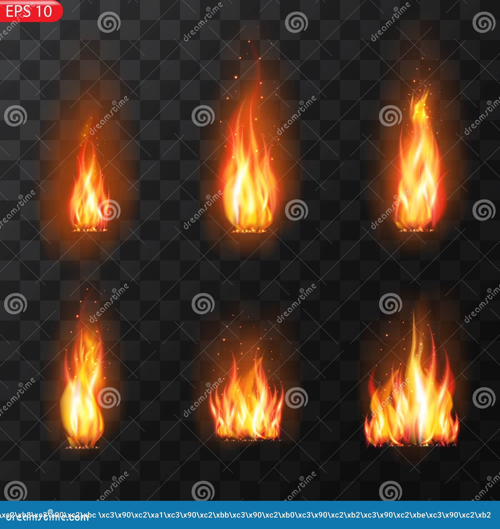Realistic Burning Fire Flames Vector Stock Vector - Illustration of ...