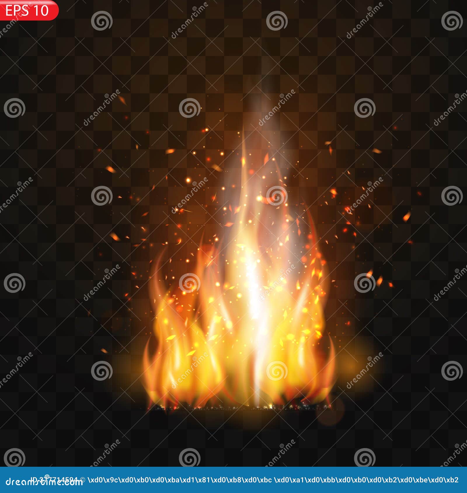 Realistic Burning Fire Flames Vector Effect with Transparency for ...